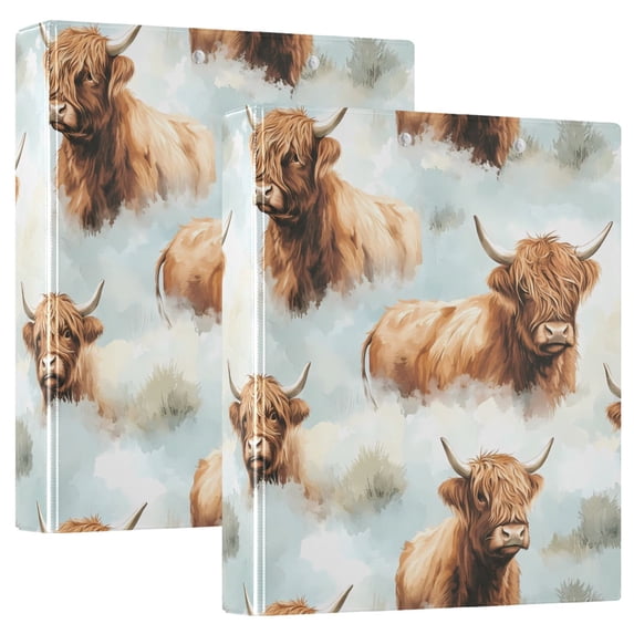 ALAZA Highland Cattle Flower-w7 Hardcover 3 Ring Binder 1.5" D-Rings ...