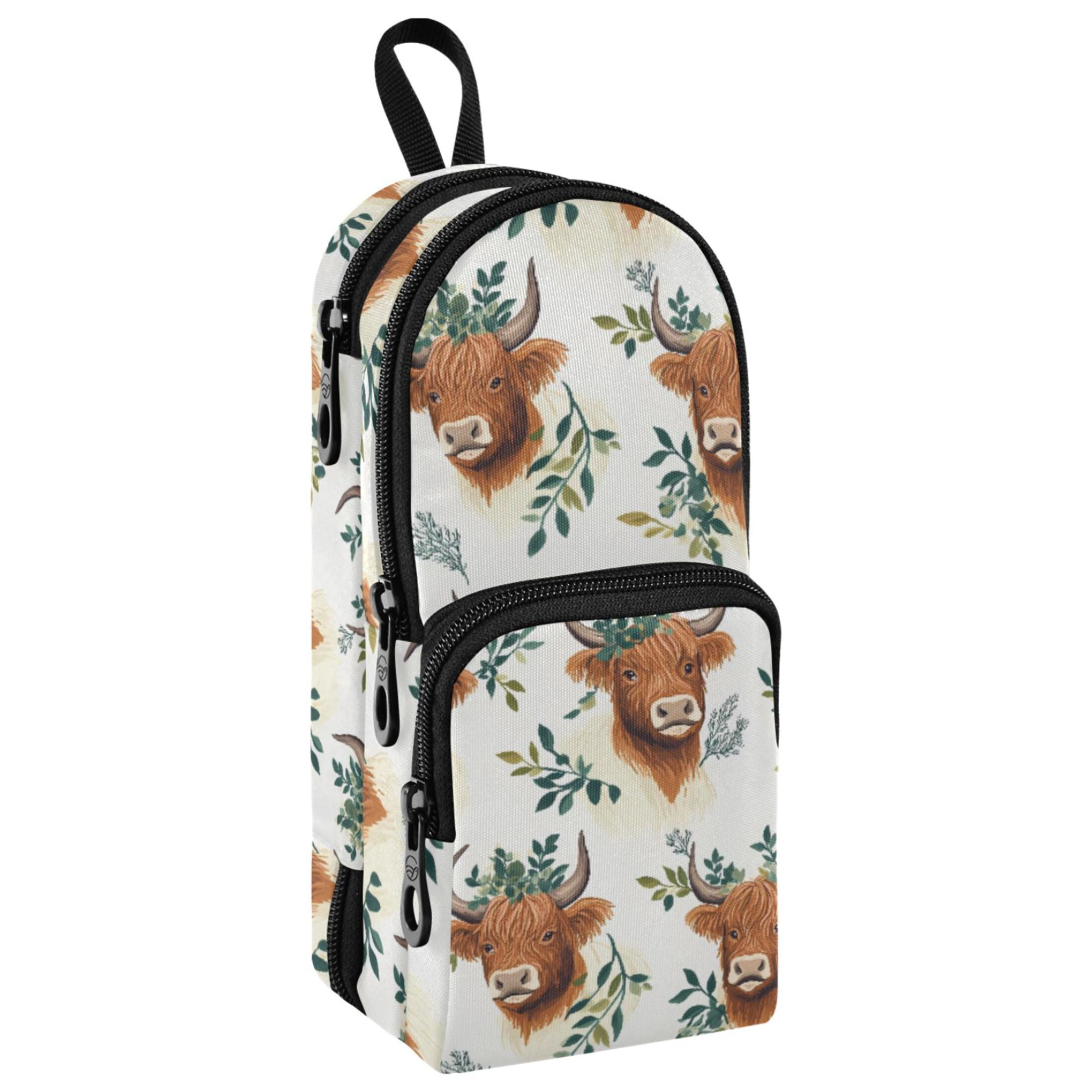 ALAZA Highland Cattle Leaves-h1 Pencil Case Pen Pouch Stationery ...