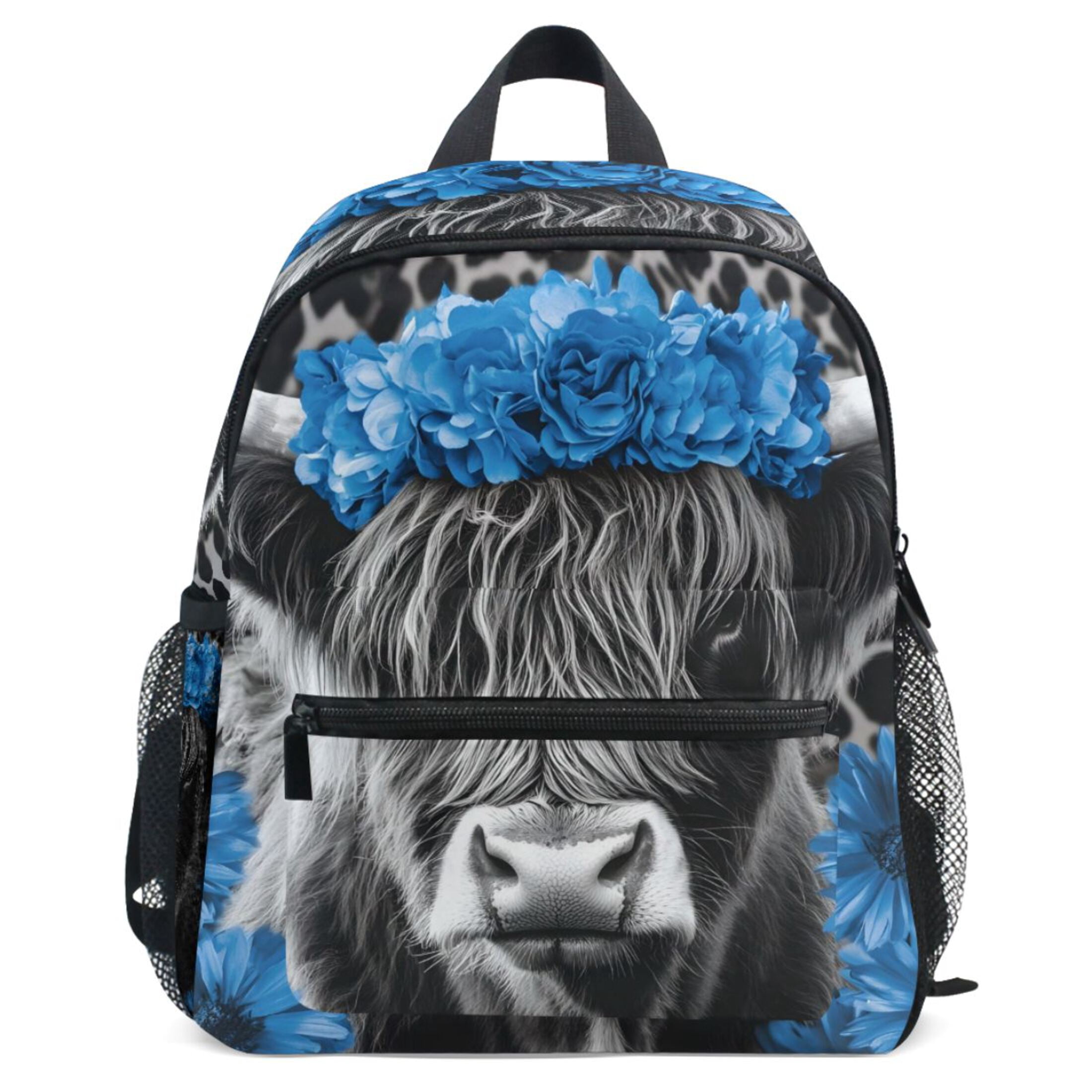 ALAZA Highland Cattle Leopard Pattern School Backpack Student Bookbag ...