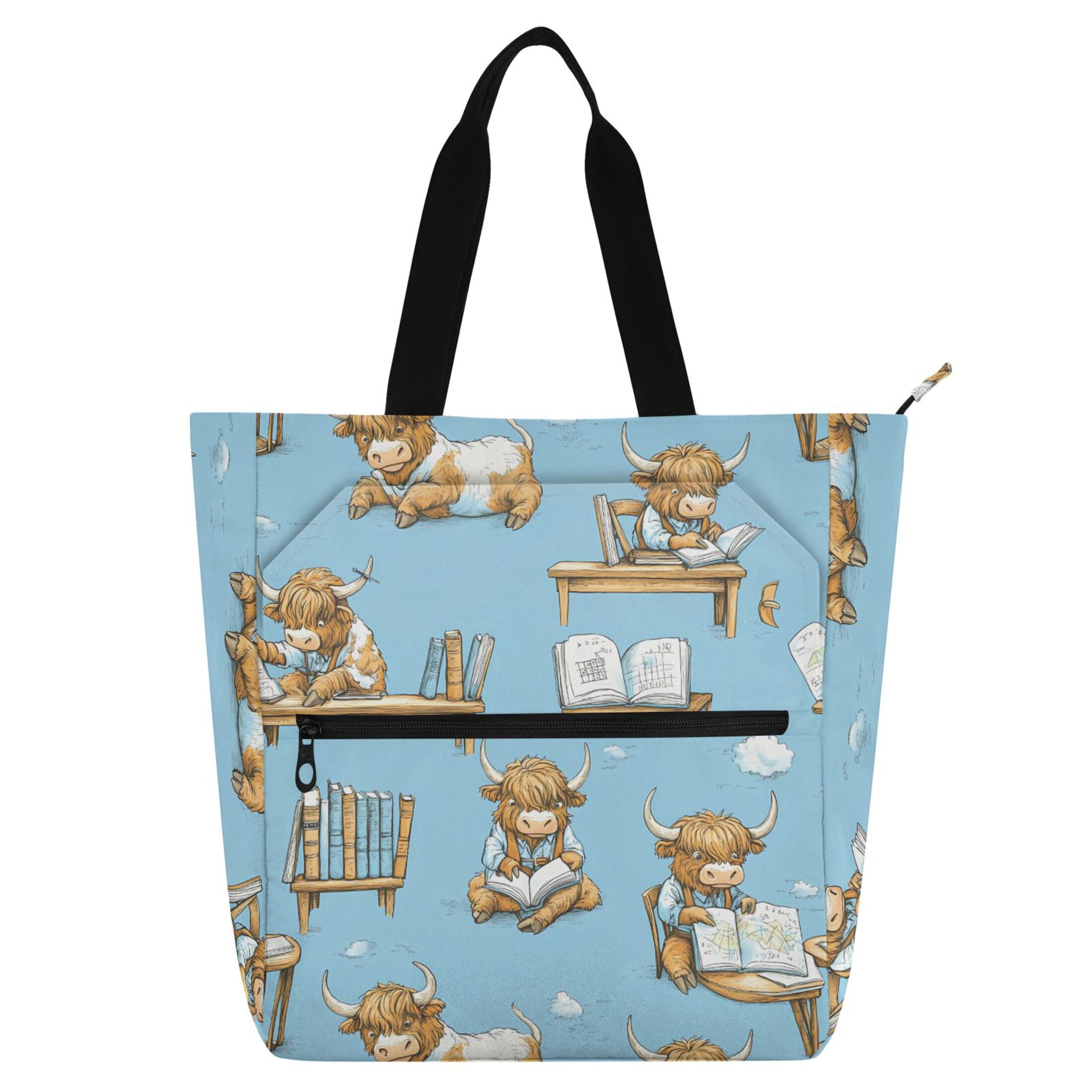 ALAZA Highland Cattle Reading School Book Bag Kids Tote Bags Handbag ...