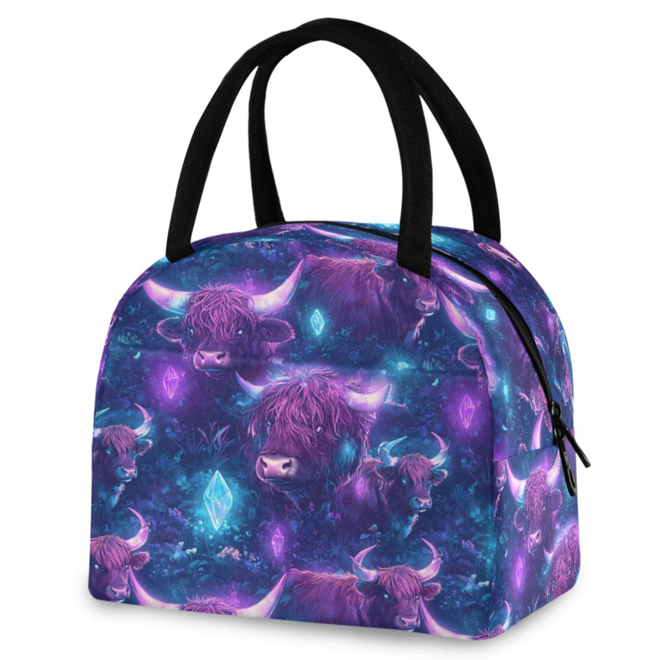ALAZA Highland Cattle Texture Insulated Lunch Box Reusable Cooler Tote ...