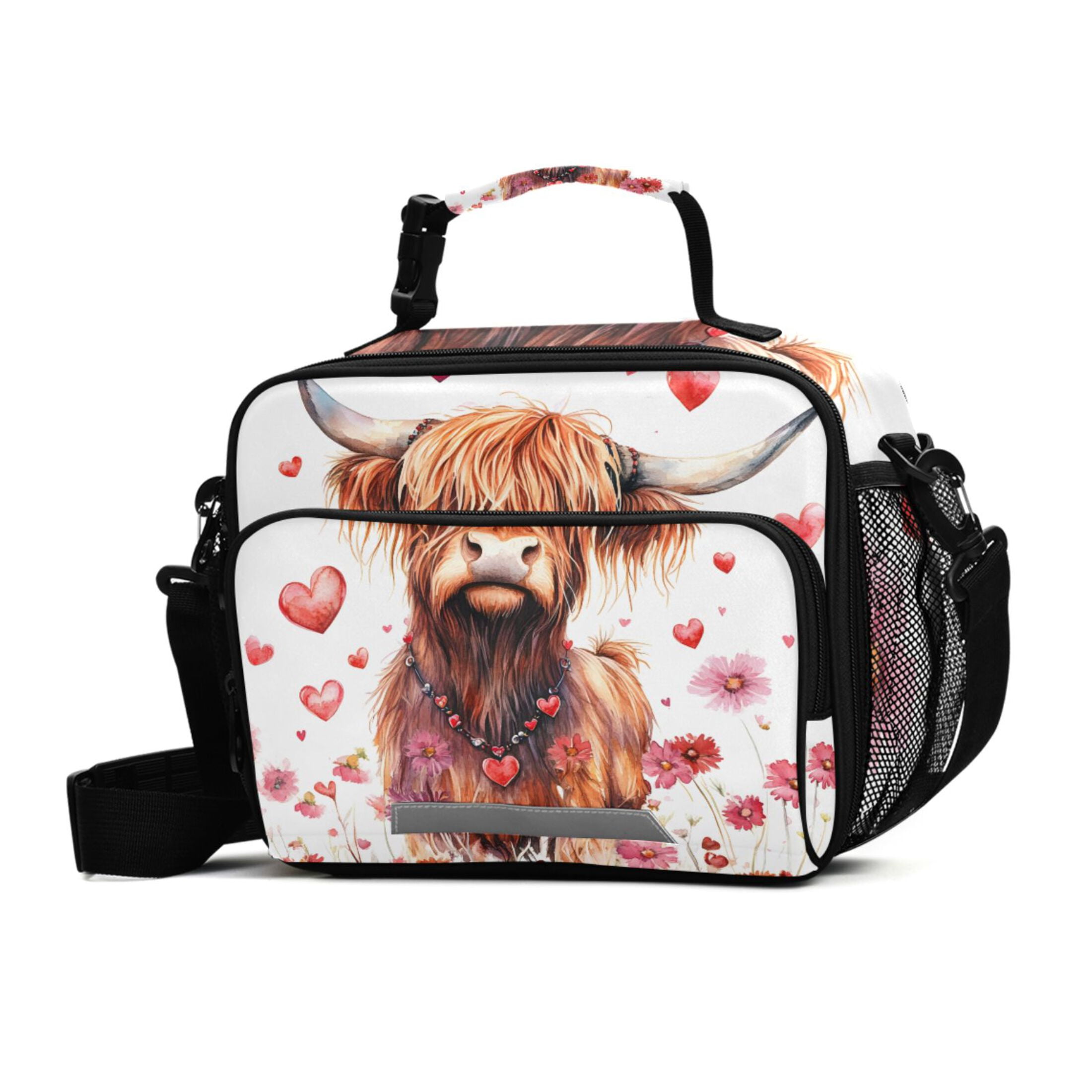 ALAZA Highland Cattle and Hearts Lunch Box Insulated Cooler Bag ...