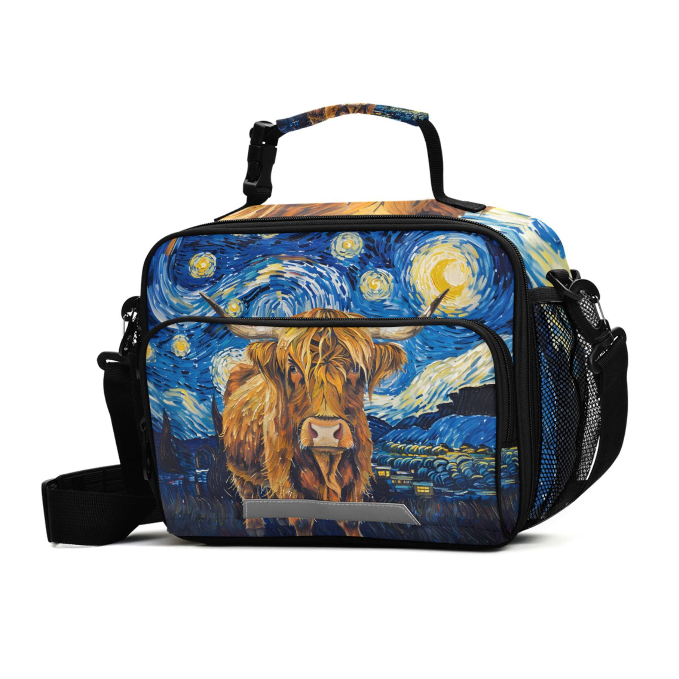 ALAZA Highland Cattle in Starry Night Lunch Box Insulated Cooler Bag ...