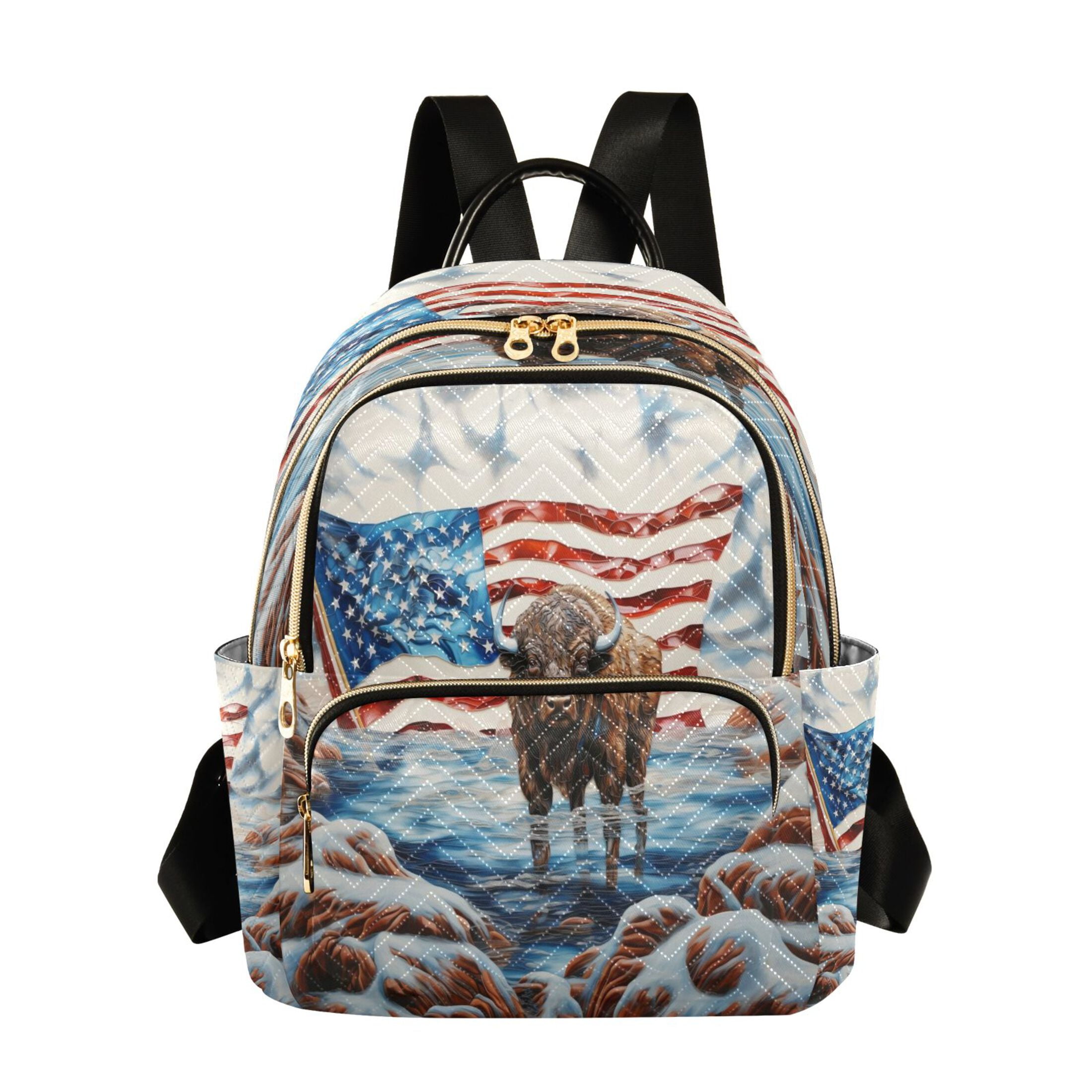 ALAZA Highland Cow America Flag Womens Travel Laptop Backpack Large ...