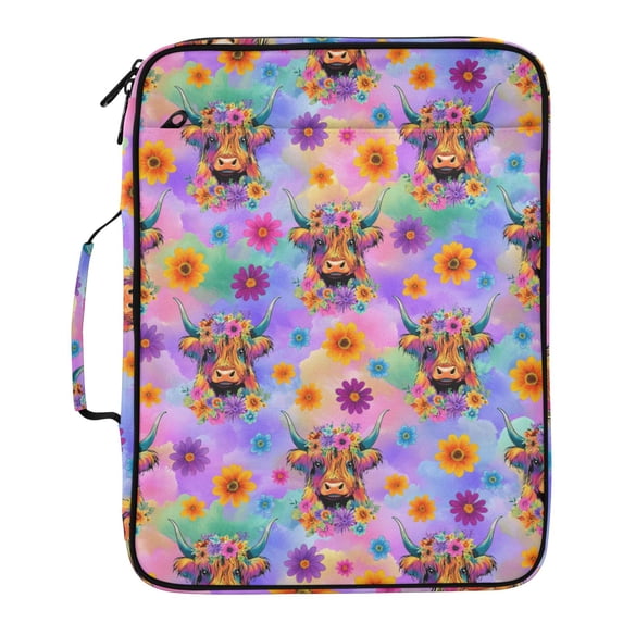 ALAZA Highland Cow Floral Gradient Pattern Expanding Accordion File ...