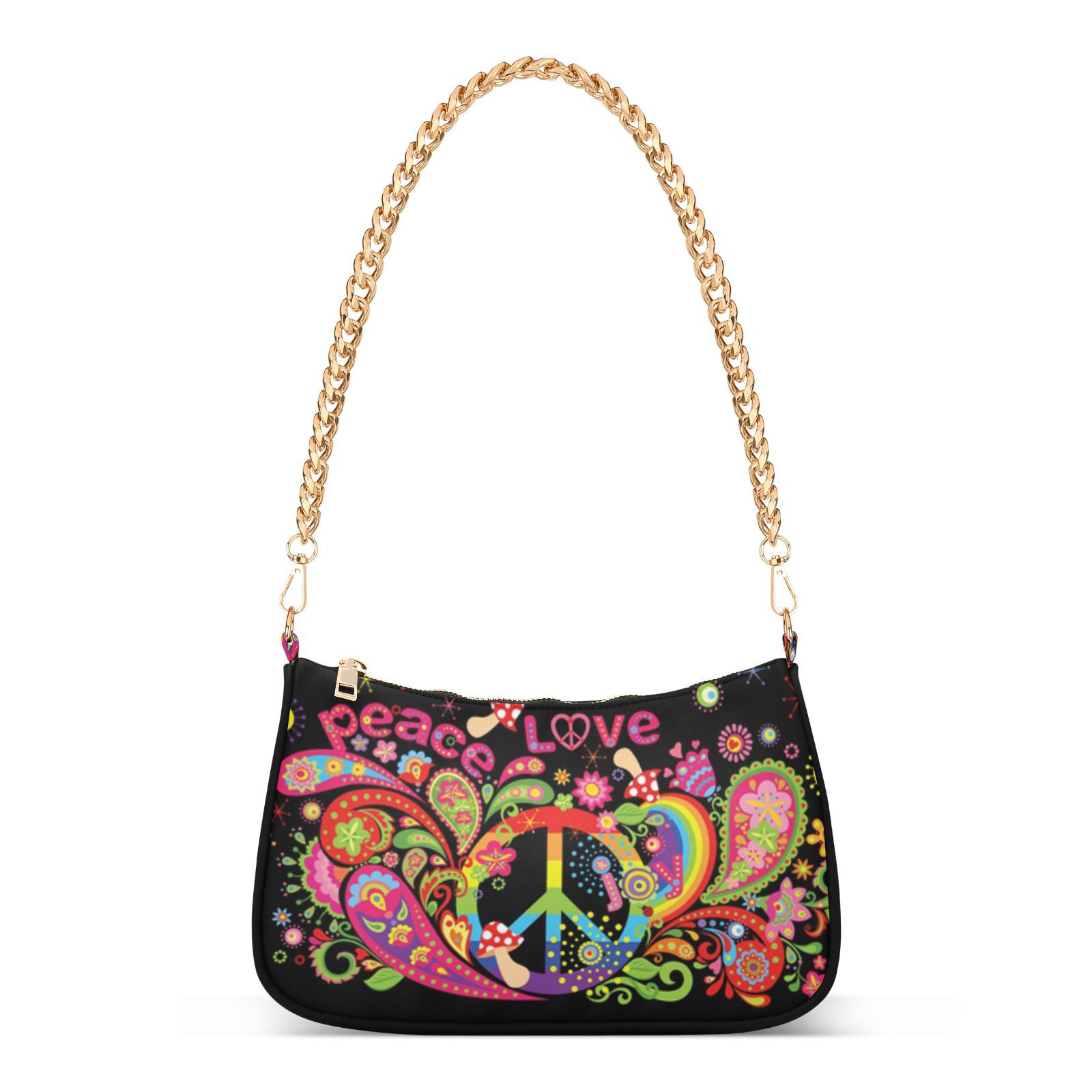 ALAZA Hippie Peace and Love Symbol Paisley Shoulder Bag Purse for Women ...
