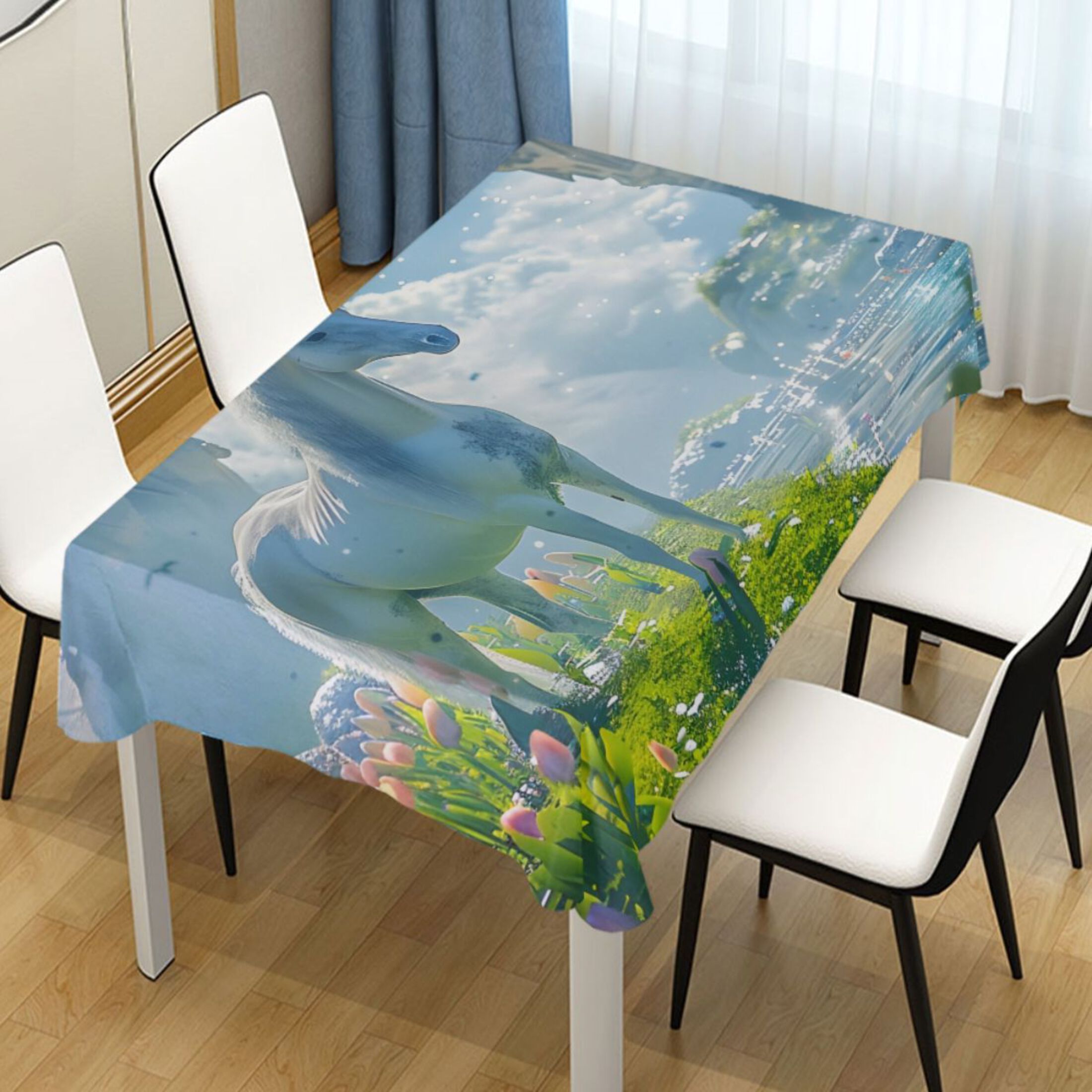 ALAZA Horse Beautiful Landscape Rectangle Tablecloth Tablecover Dinning ...