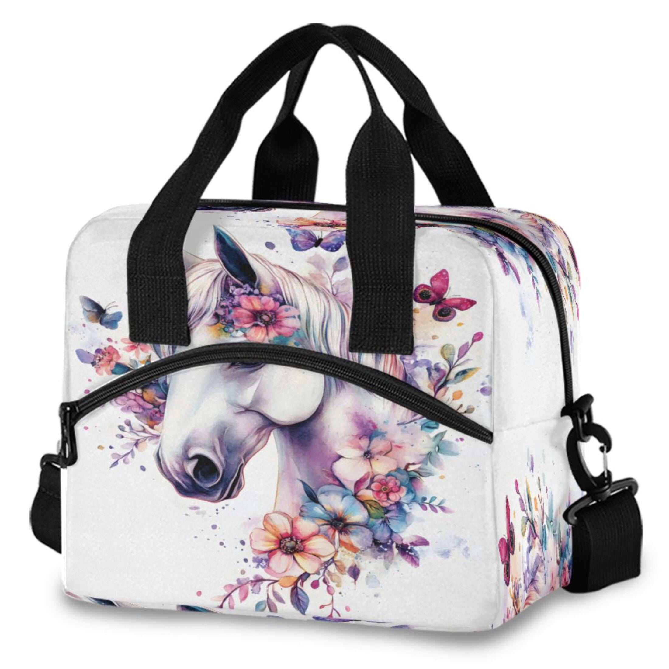 ALAZA Horse Butterfly Flower Insulated Lunch Box Large Reusable Cooler ...