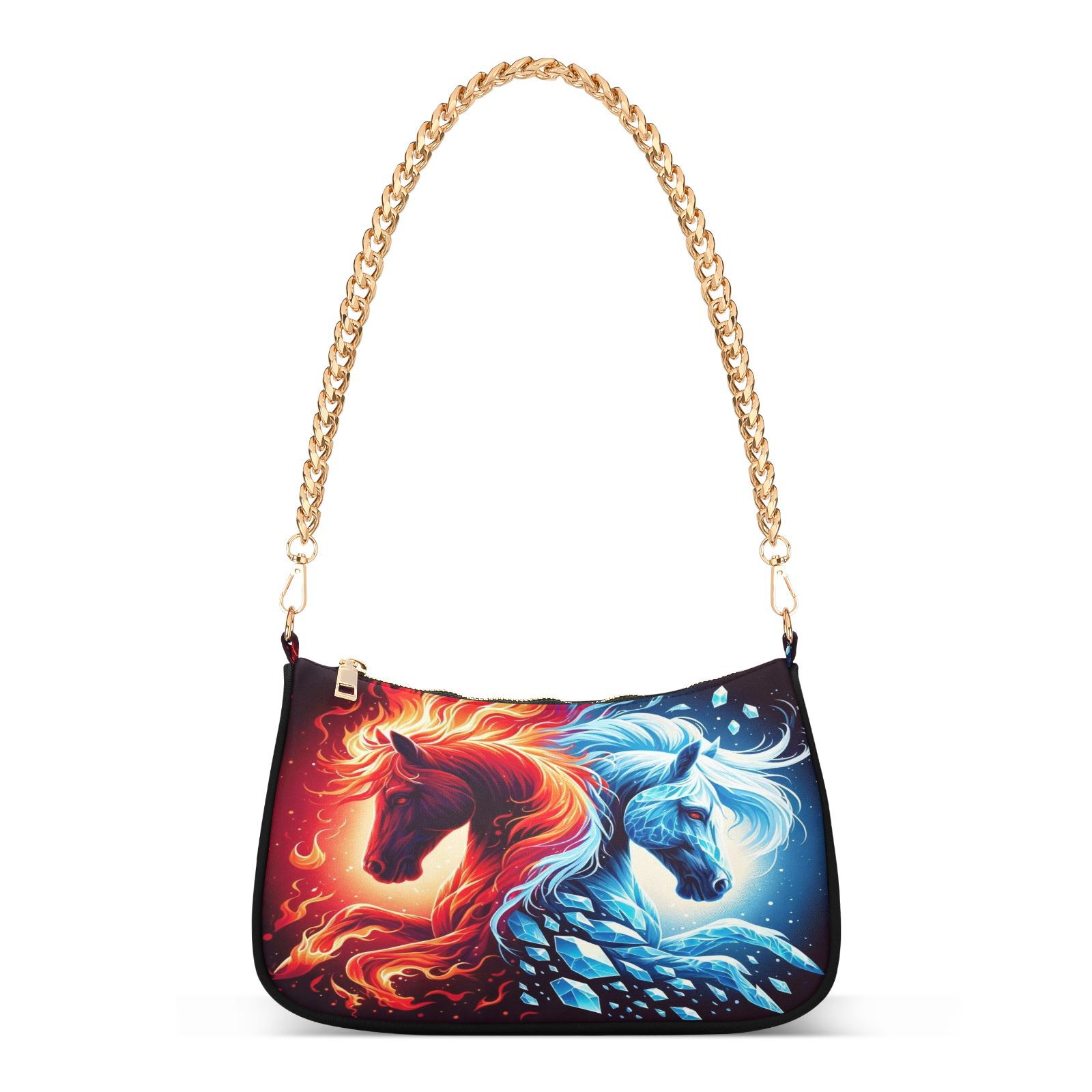 ALAZA Horse Fire & Ice Shoulder Bag Purse for Women Tote Handbag with ...
