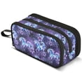 ALAZA Horse Lavender Flower Pencil Case Bag Large 3 Compartment Pen ...