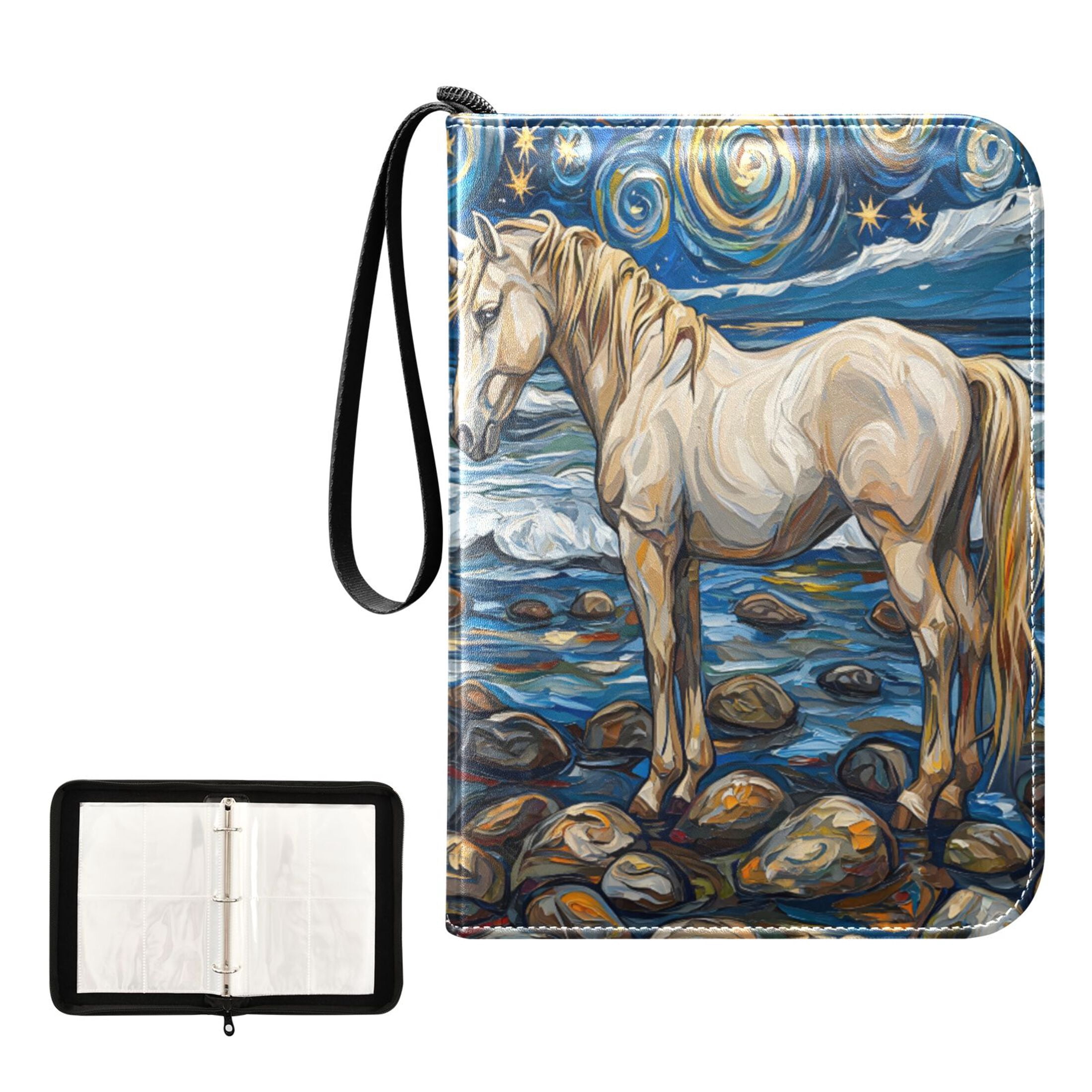 ALAZA Horse Oil Paint Trading Card Binder 4 Pocket Cards Collection ...