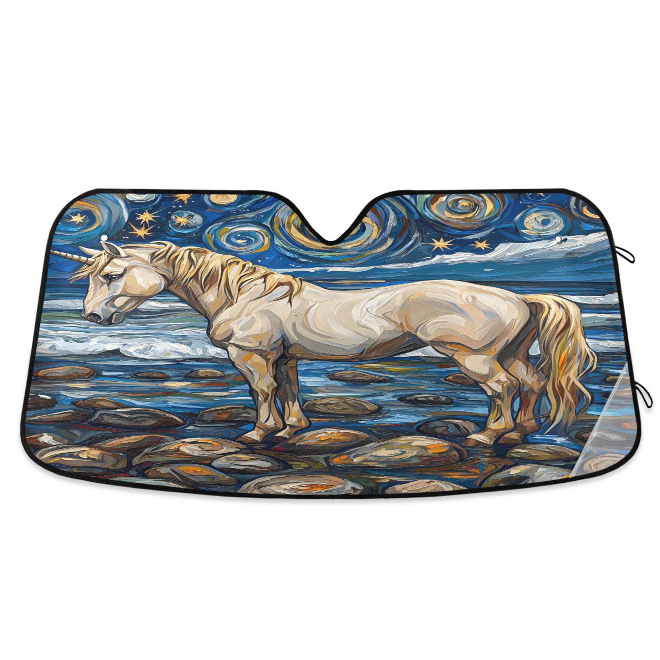 ALAZA Horse Oil Paint Windshield Sun Shade Car Foldable Sun Visor Block ...
