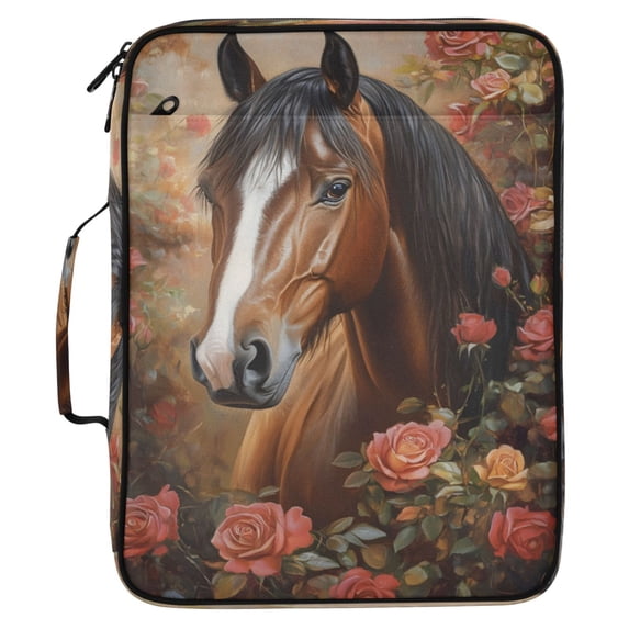 ALAZA Horse Roses Flower Pattern Expanding Accordion File Folder 3 Ring ...