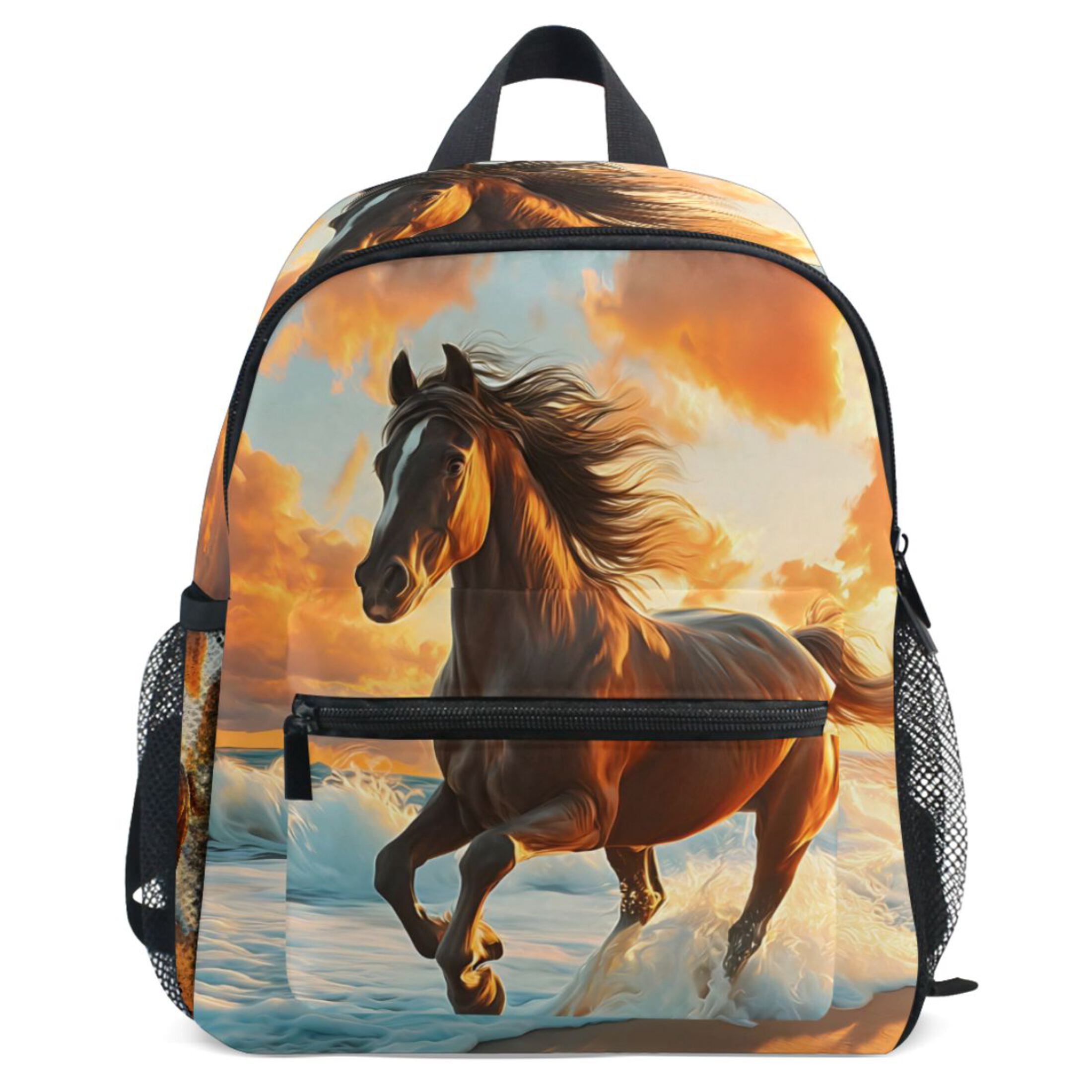 ALAZA Horse Running on Beach Pattern School Backpack Student Bookbag ...