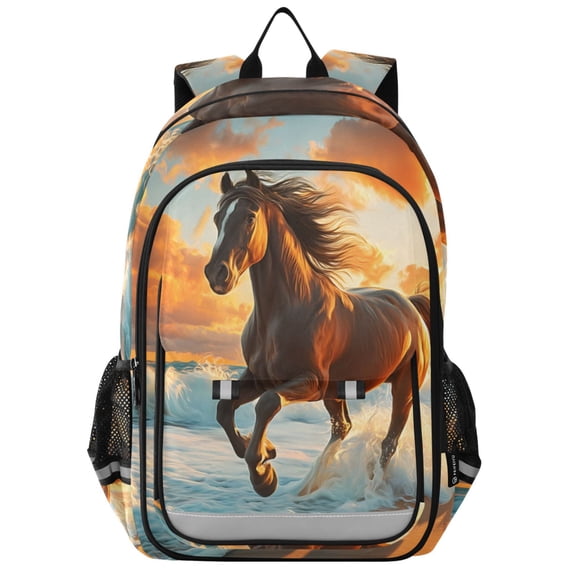 ALAZA Horse Running on Beach School Laptop Backpack Travel Bag Casual ...