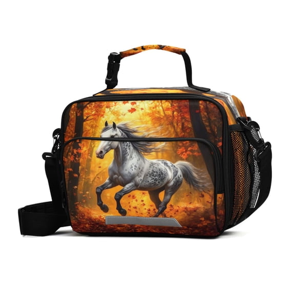 ALAZA Horse and Maple Leaf Lunch Box Insulated Cooler Bag Reusable Tote ...