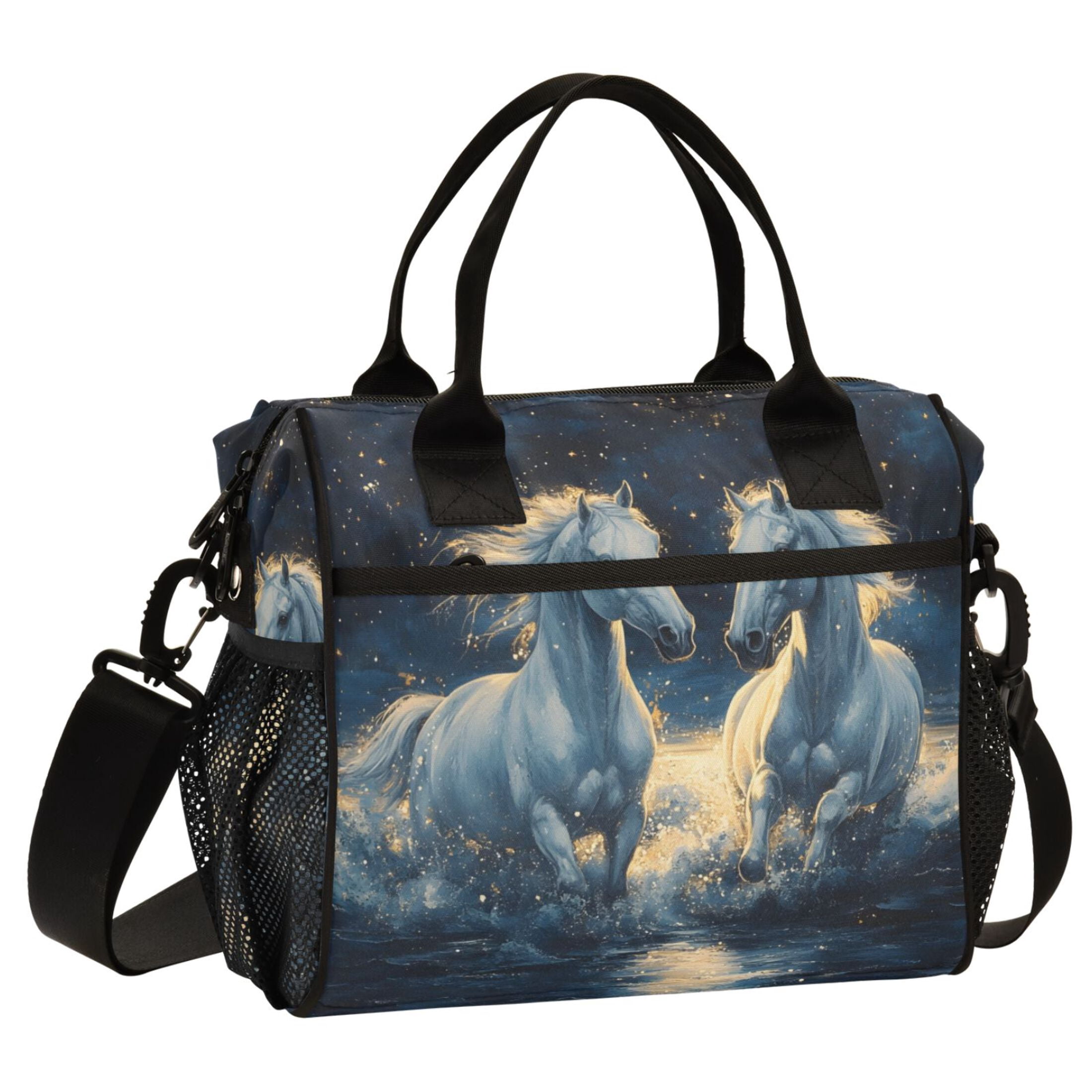 ALAZA Horse at Night Print Cooler Lunch Bag Insulated Reusable Lunch ...