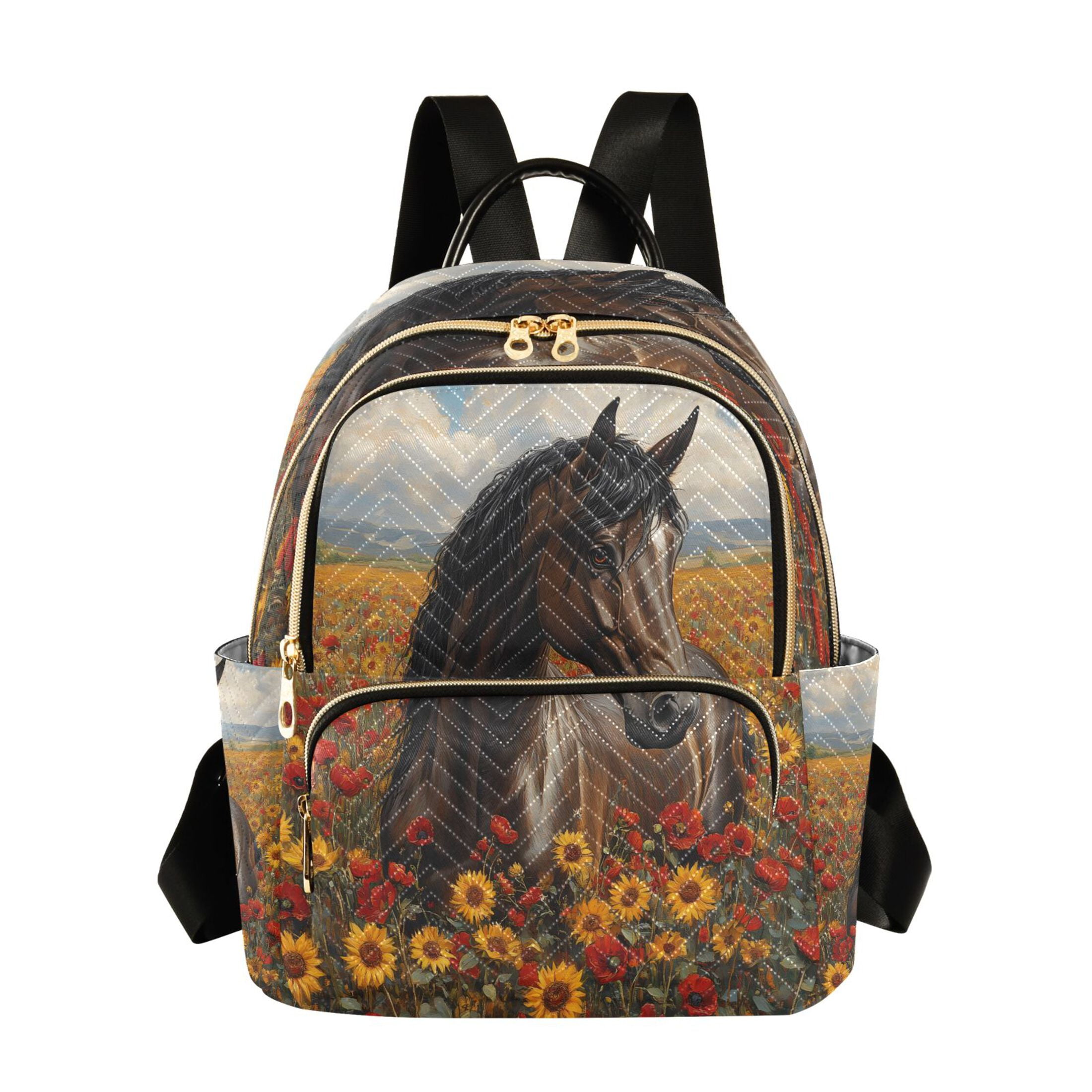 ALAZA Horse in Wild Flower Womens Travel Laptop Backpack Large Daypack ...