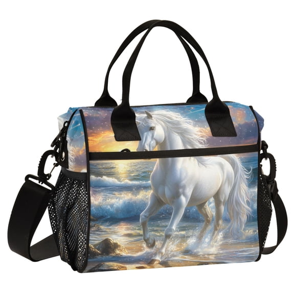 ALAZA Horse on Beach Print Cooler Lunch Bag Insulated Reusable Lunch ...