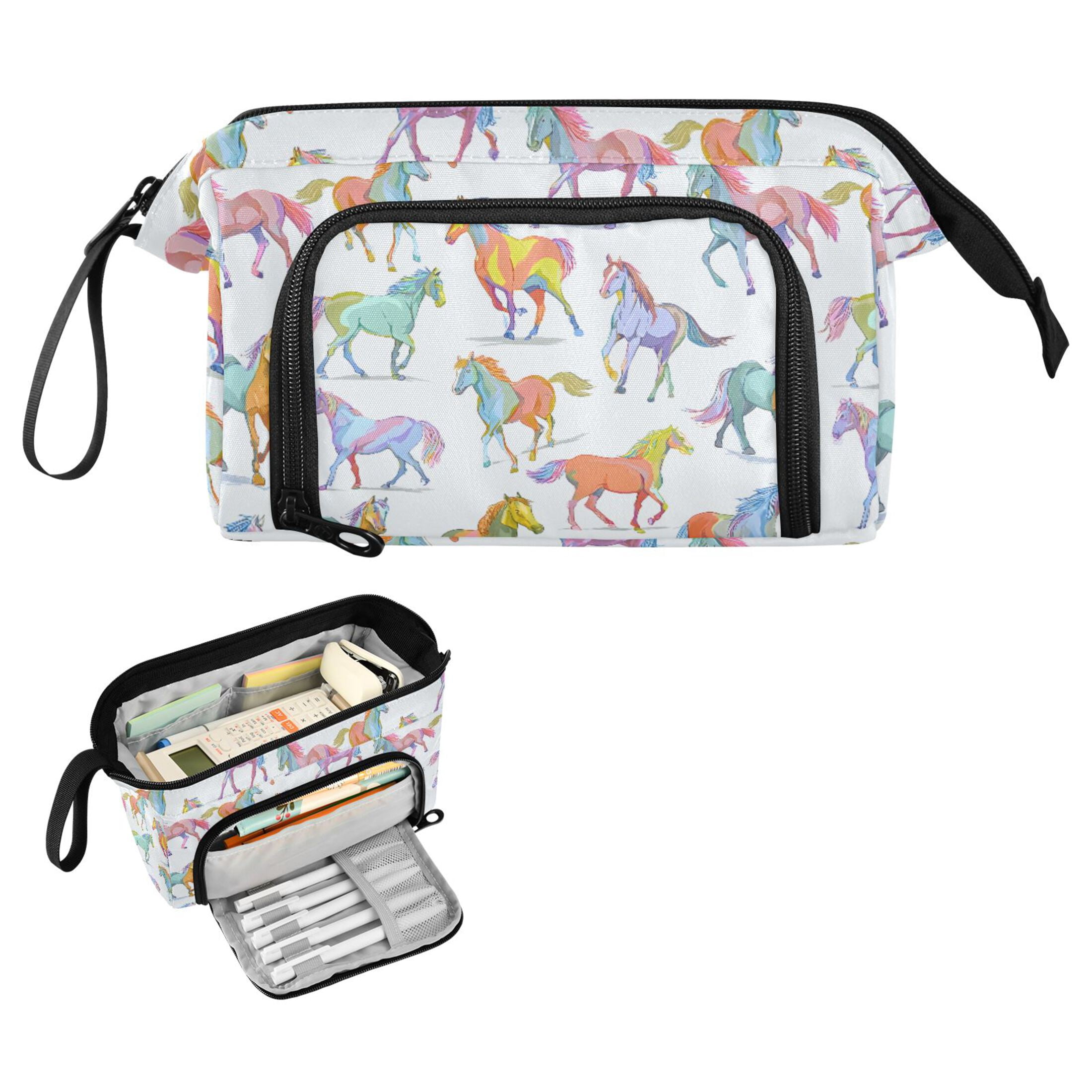 ALAZA Horses Running Pencil Pouch Big Capacity Pencil Case Zipper ...