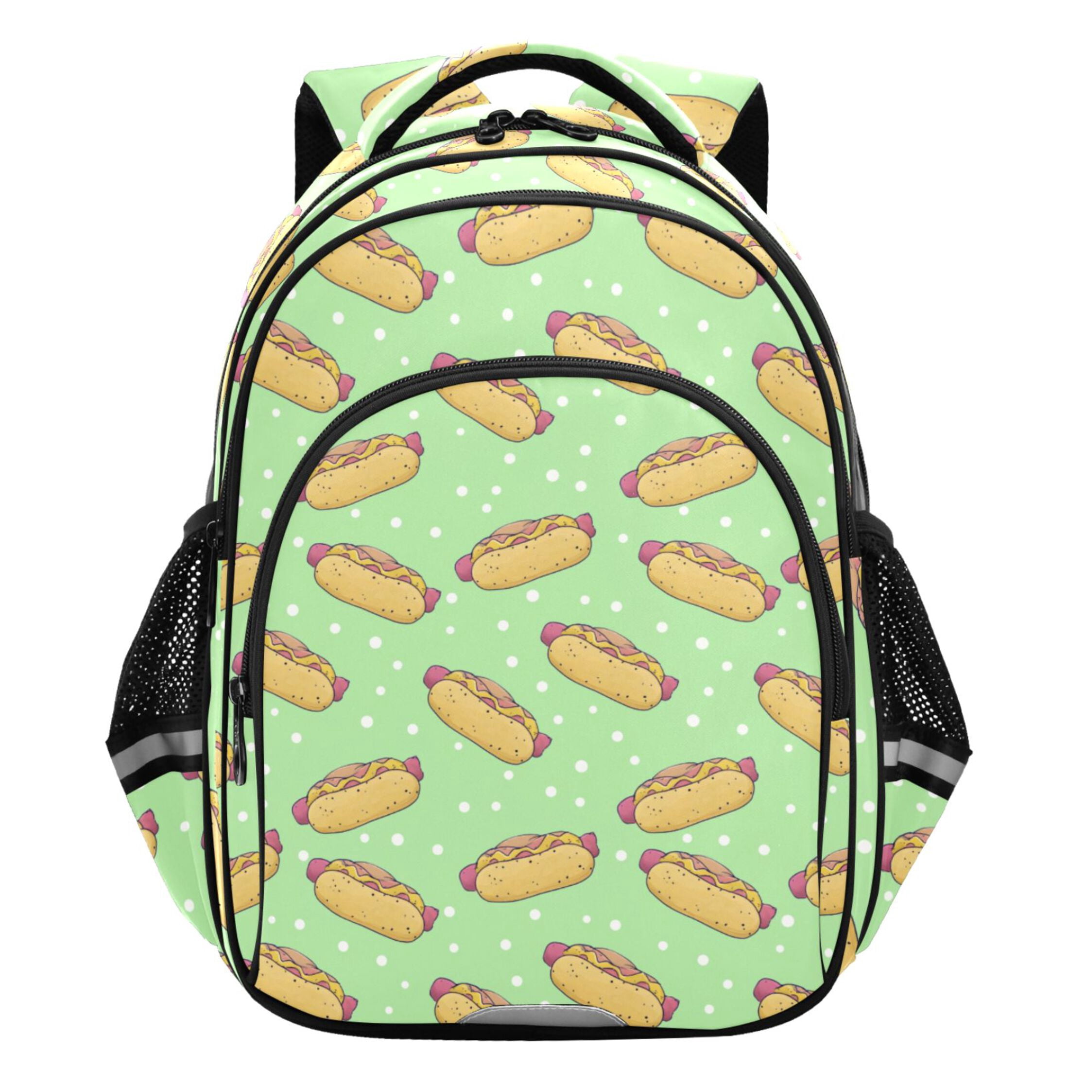 ALAZA Hot Dogs School Backpack Elementary Bag Student Bookbag Travel ...