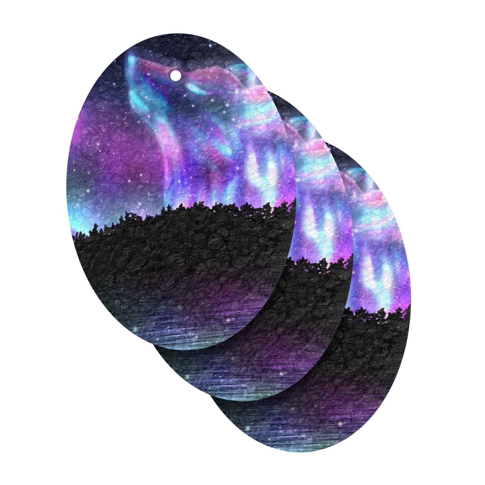 ALAZA Howling Wolf Starry Night Sky Natural Sponges Kitchen Cellulose ...