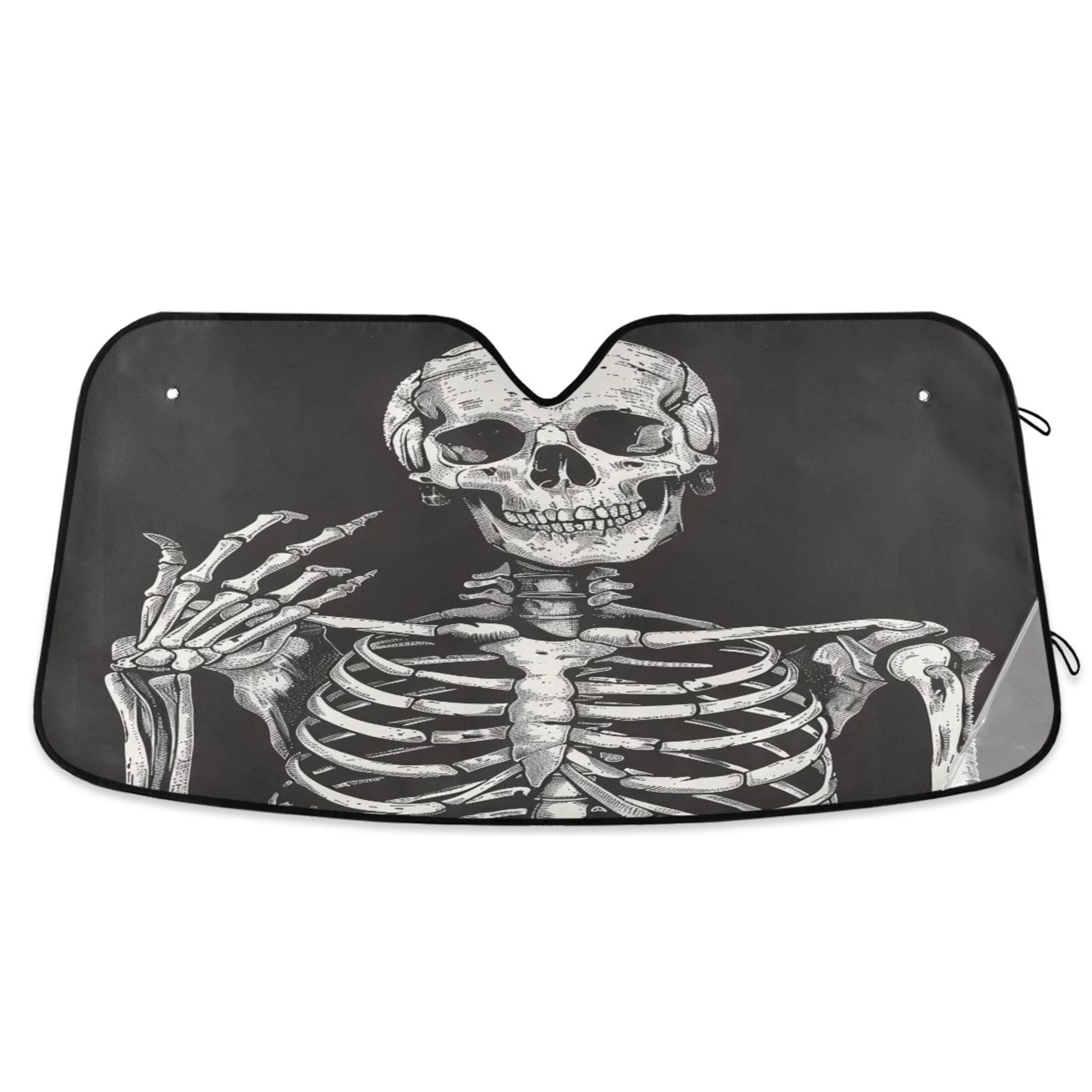 ALAZA Human Skeleton Skull Windshield Sun Shade Car Foldable Sun Visor ...