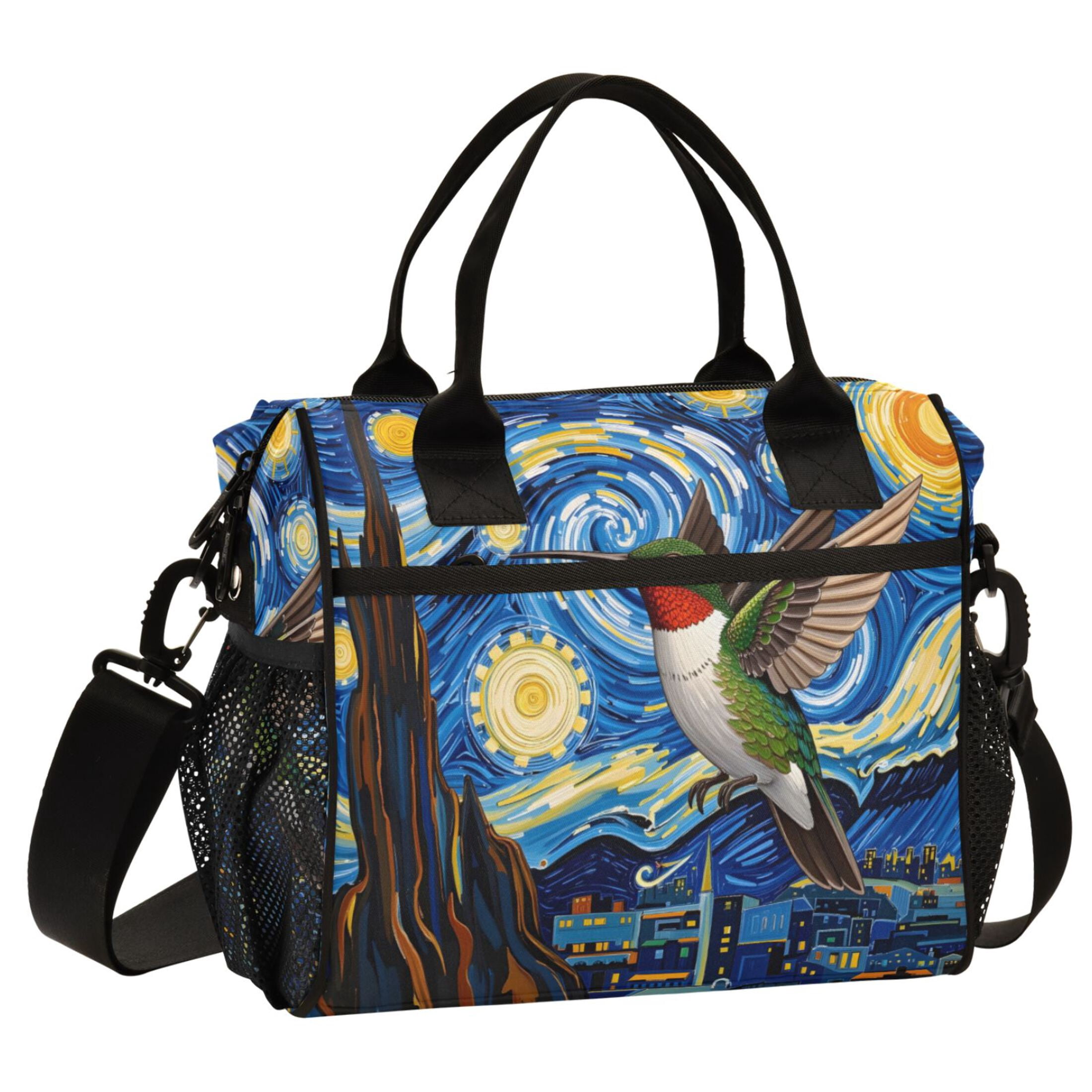 ALAZA Hummingbird Oil Print Cooler Lunch Bag Insulated Reusable Lunch ...