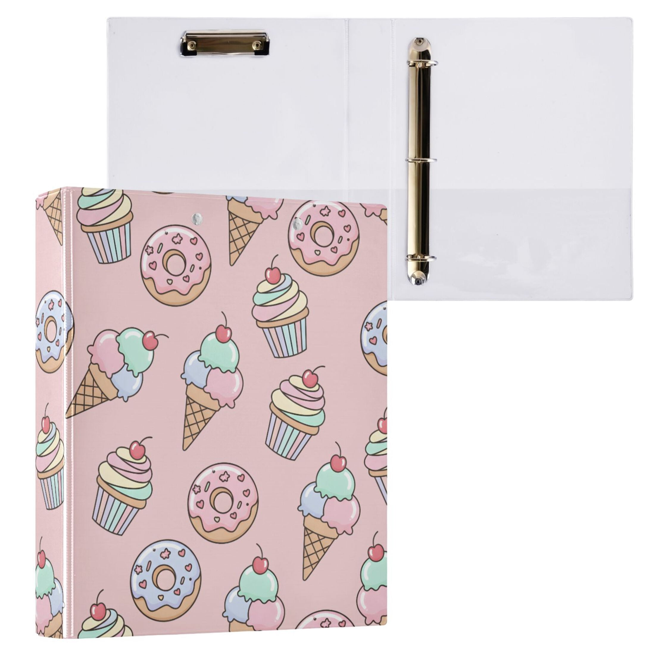 ALAZA Ice Cream Donuts Hardcover 3 Ring Binder 1.5" D-Rings with ...