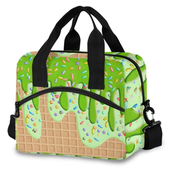 ALAZA Ice Cream Green Insulated Lunch Box Large Reusable Cooler Bag ...