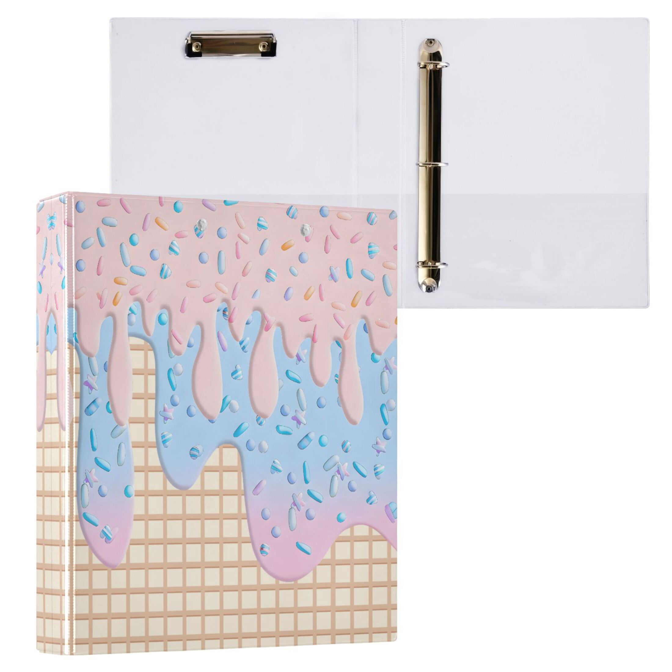 ALAZA Ice Cream Pink Hardcover 3 Ring Binder 1.5" D-Rings with Interior ...