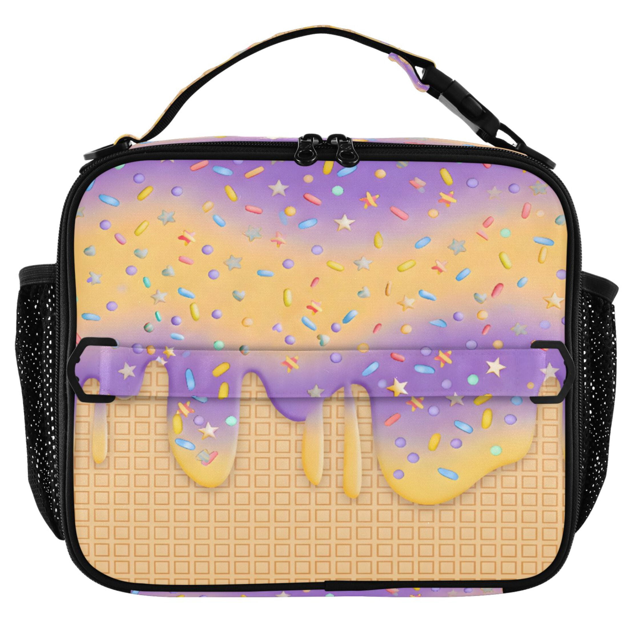 ALAZA Ice Cream Purple Insulated Lunch Box Lunch Bag Cooler Tote with ...
