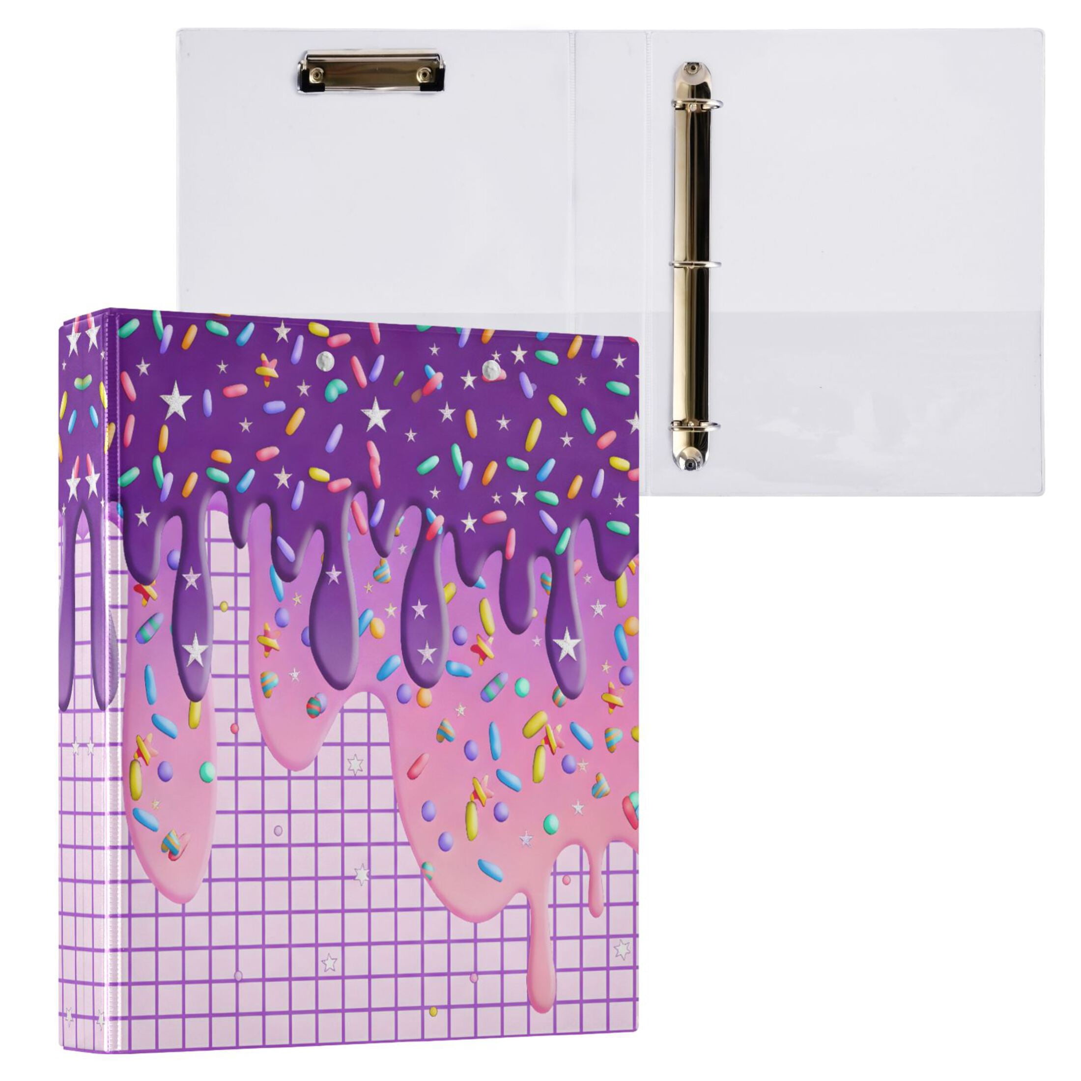 ALAZA Ice Cream Purple Pink Hardcover 3 Ring Binder 1.5" D-Rings with ...