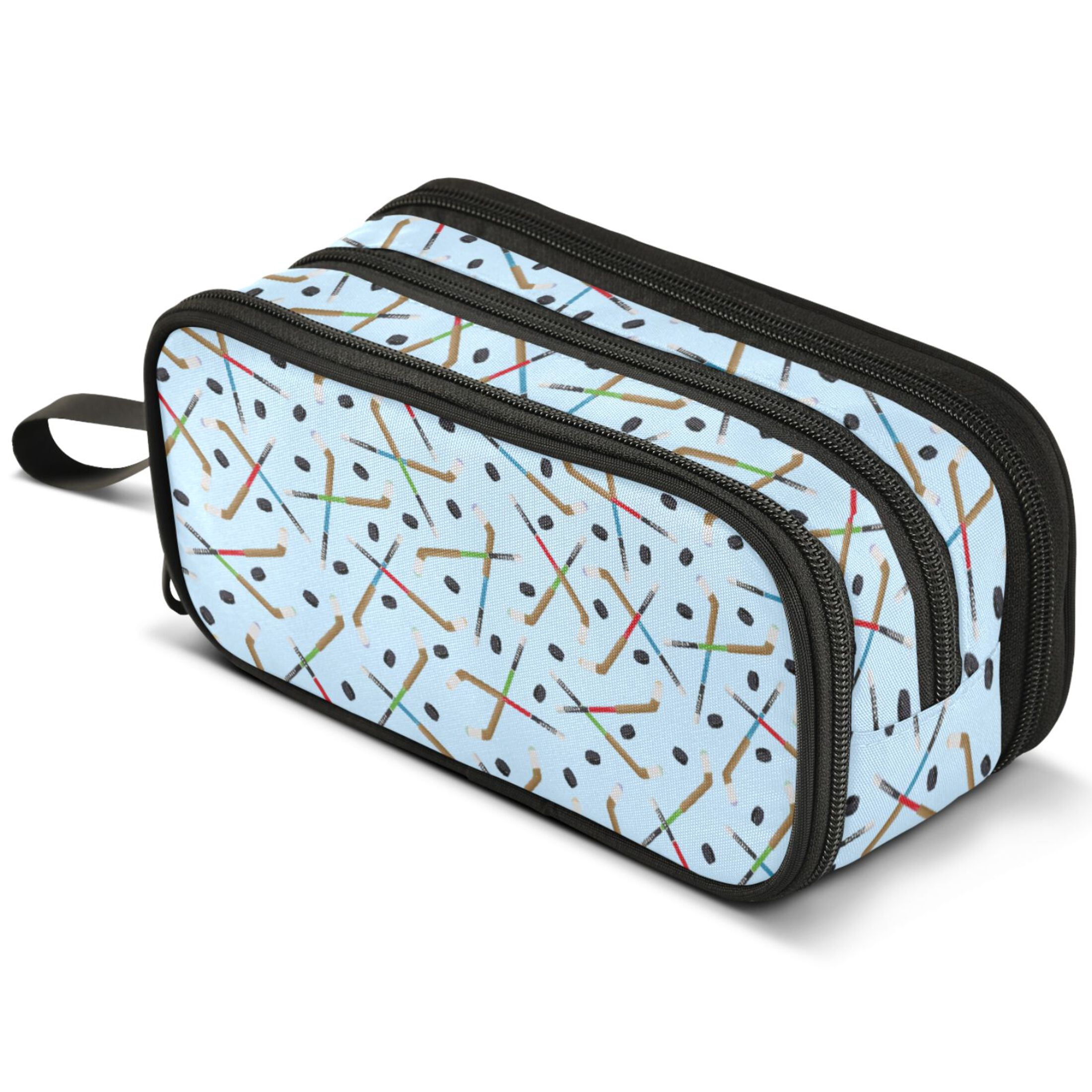 ALAZA Ice Hockey Stick Pencil Case Bag Large 3 Compartment Pen Pouch ...