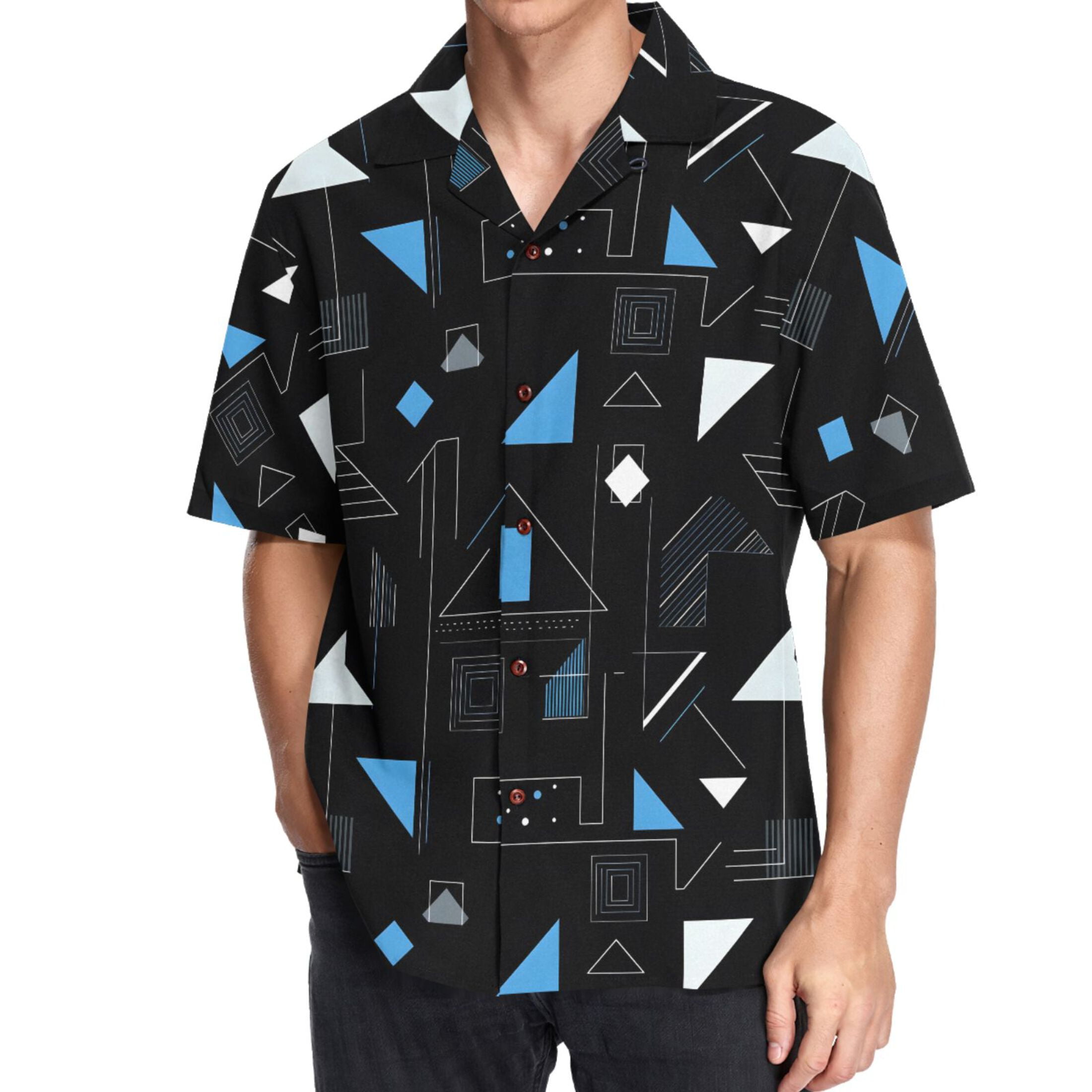 ALAZA Irregular Triangle Men's Hawaiian Shirt Short Sleeve Casual ...