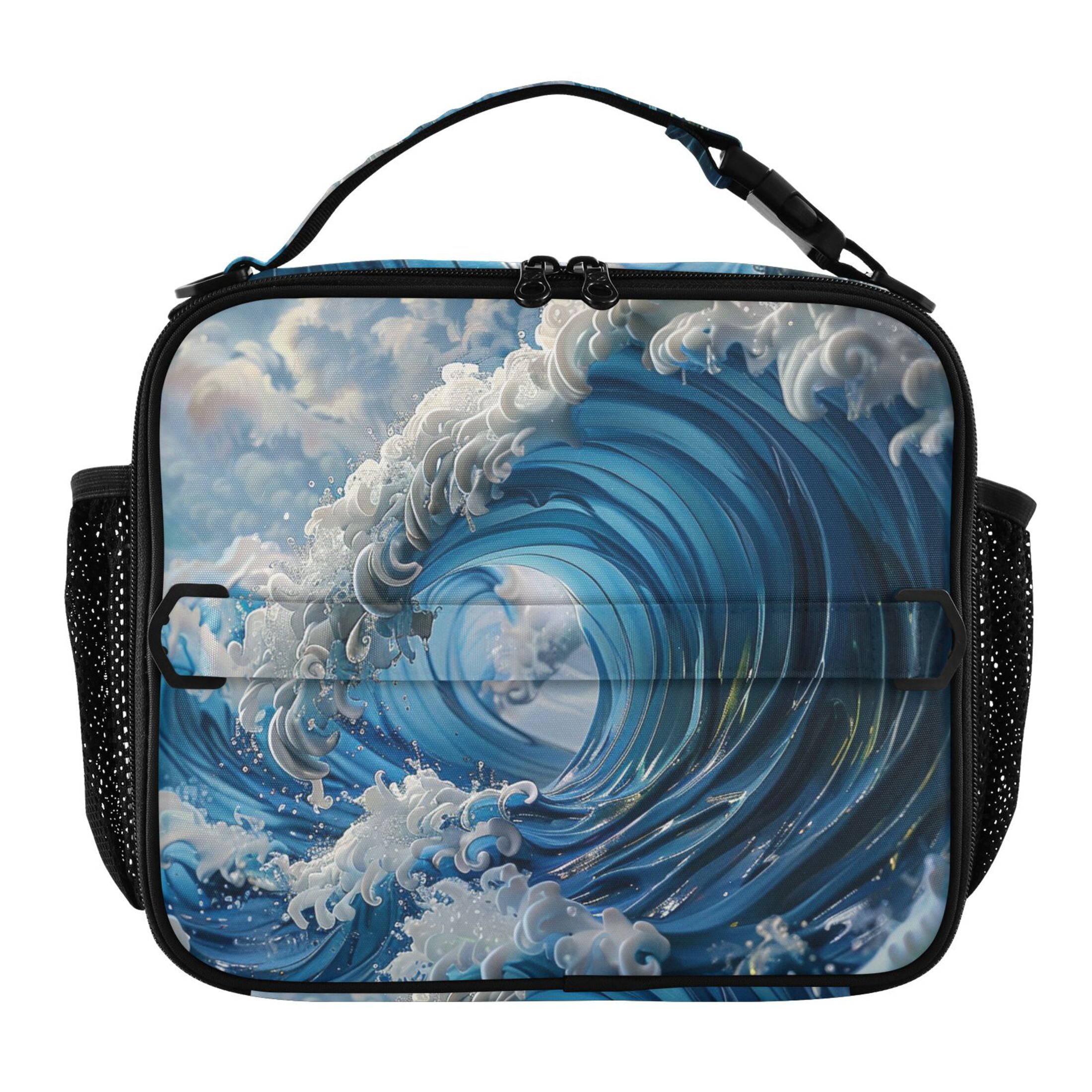 ALAZA Japanese Wave Lunch Box Insulated Lunch Bag Cooler Tote with ...