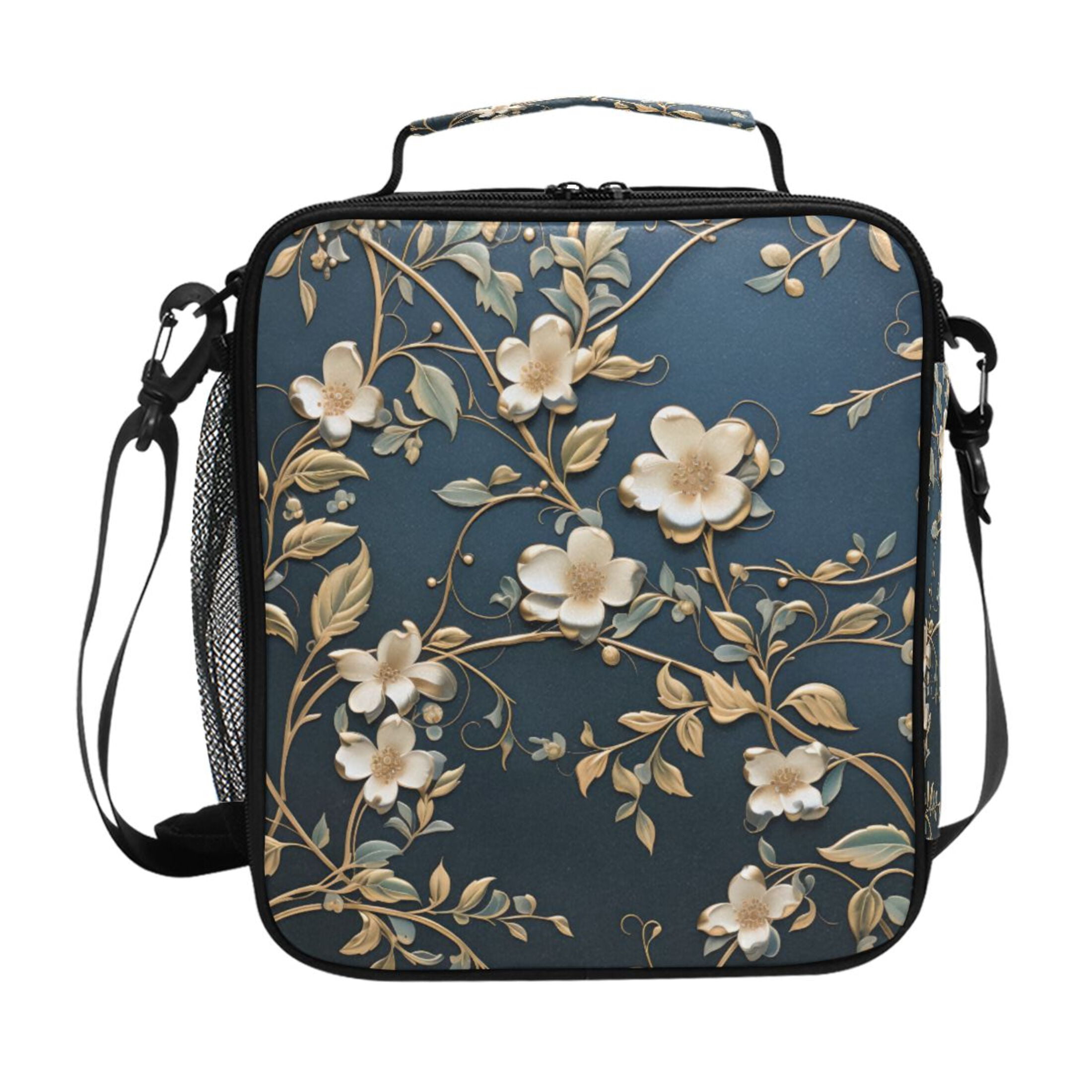 ALAZA Jasmine Floral Flowers Lunch Box Insulated Lunch Bag Reusable ...