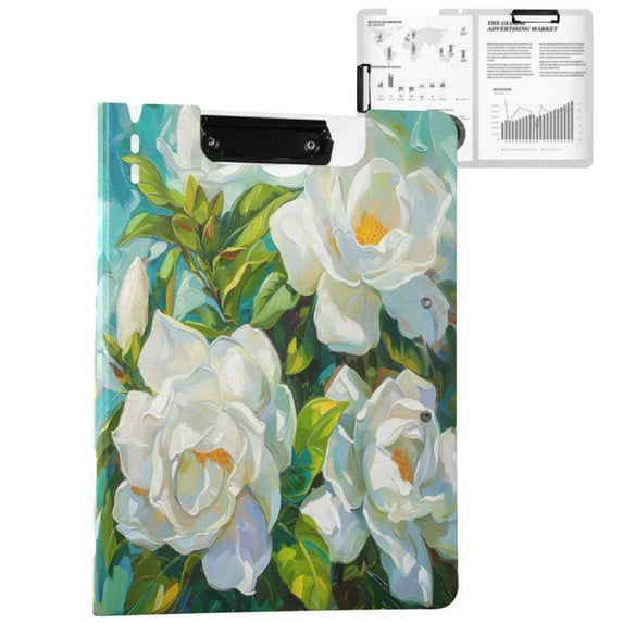 ALAZA Jasmine Flowers Oil Paint A4 Foldable Clipboard 360 Degree Folder ...
