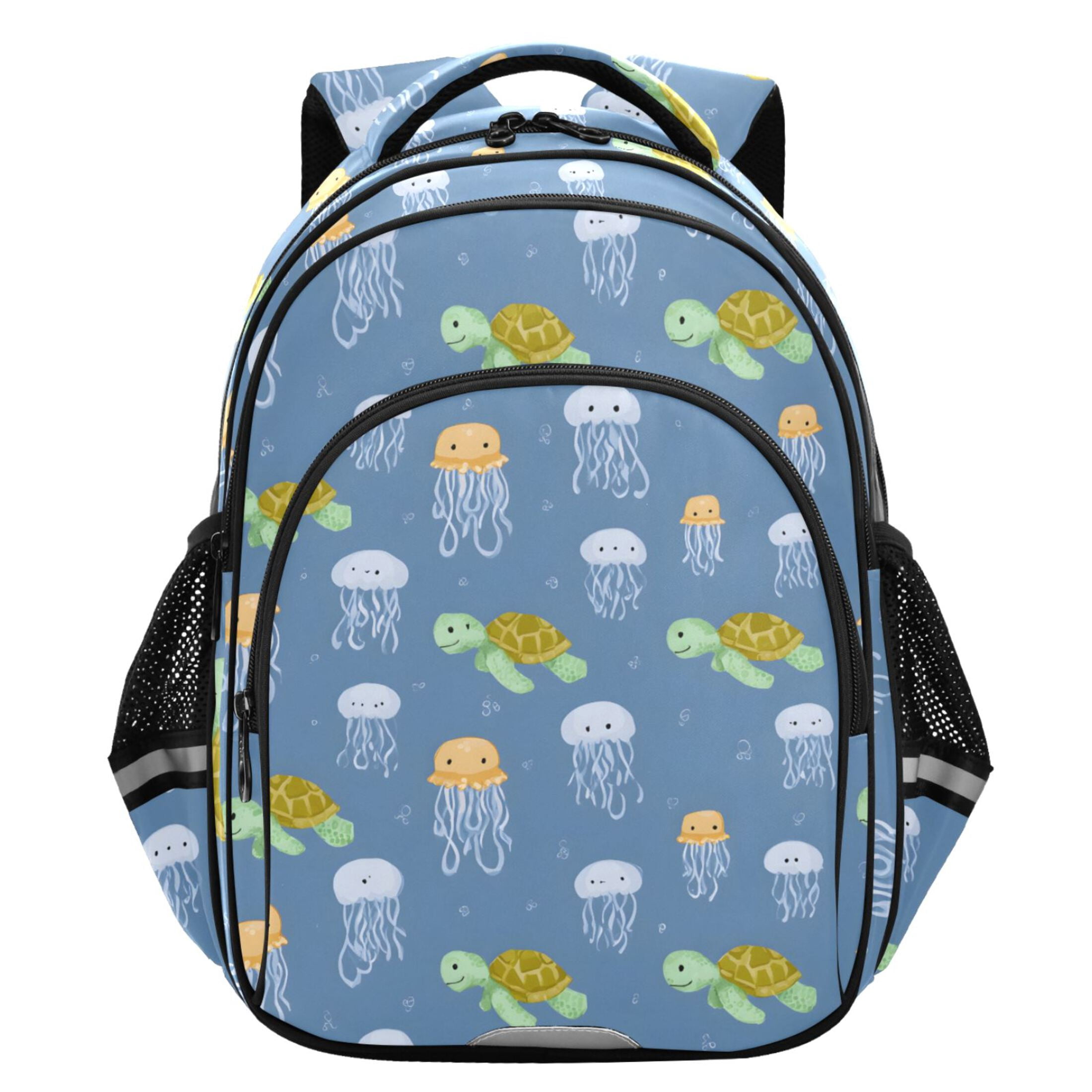 ALAZA Jellyfish Turtle Pattern School Backpack Elementary Bag Student ...