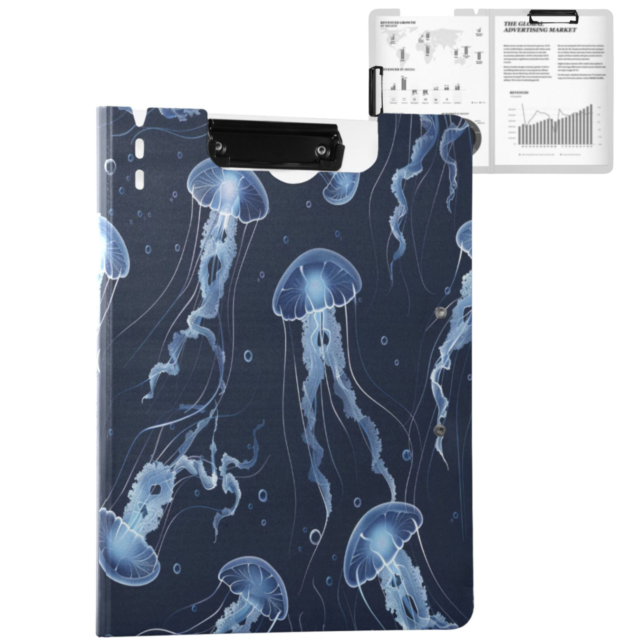 ALAZA Jellyfish on Dark Background A4 Foldable Clipboard 360 Degree ...
