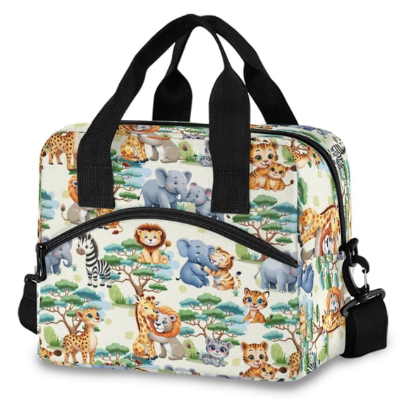 ALAZA Jungle Animals Lions Elephants Insulated Lunch Box Large Reusable ...