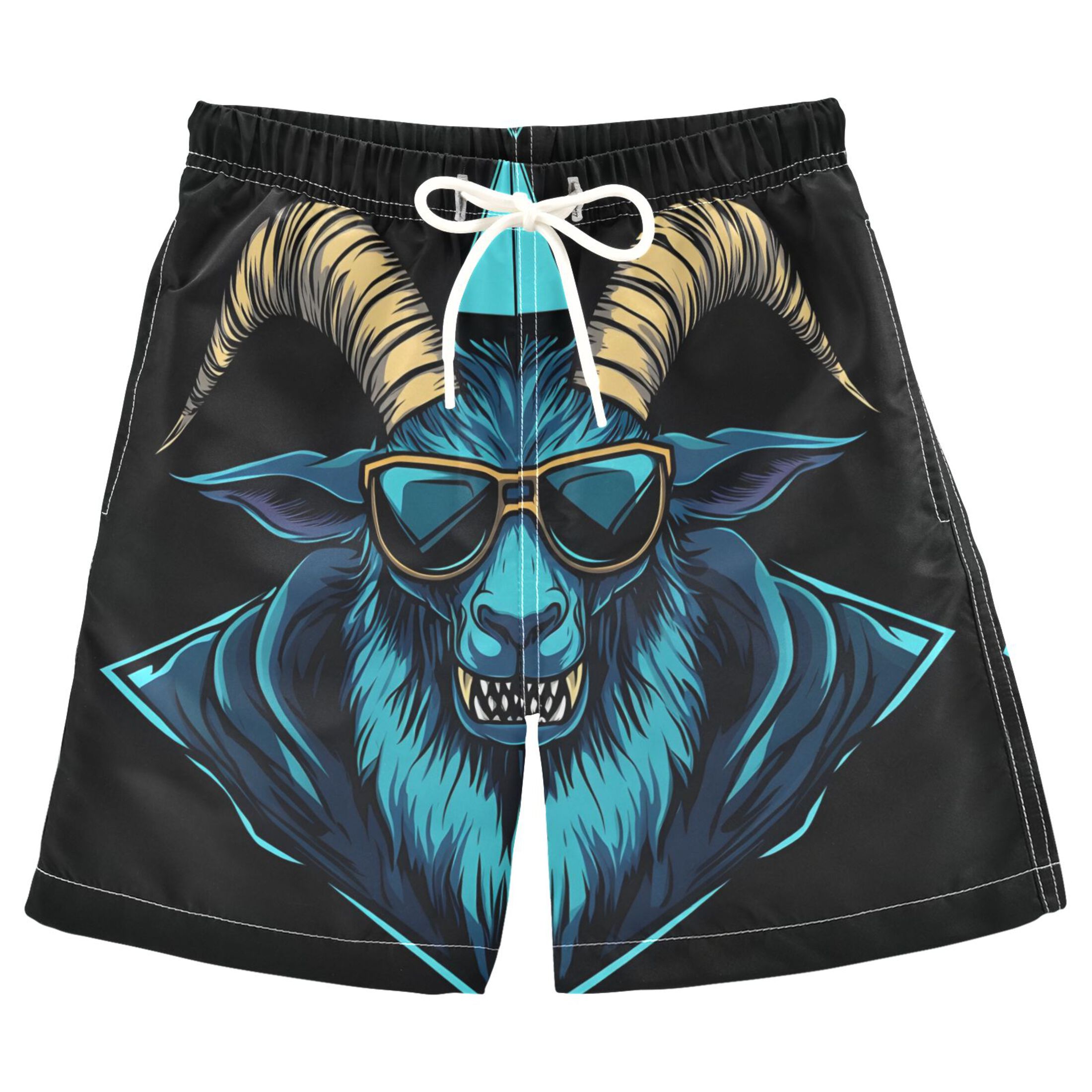 ALAZA Kids Boys Swim Trunks Cool Goat Beach Board Shorts Drawstring ...