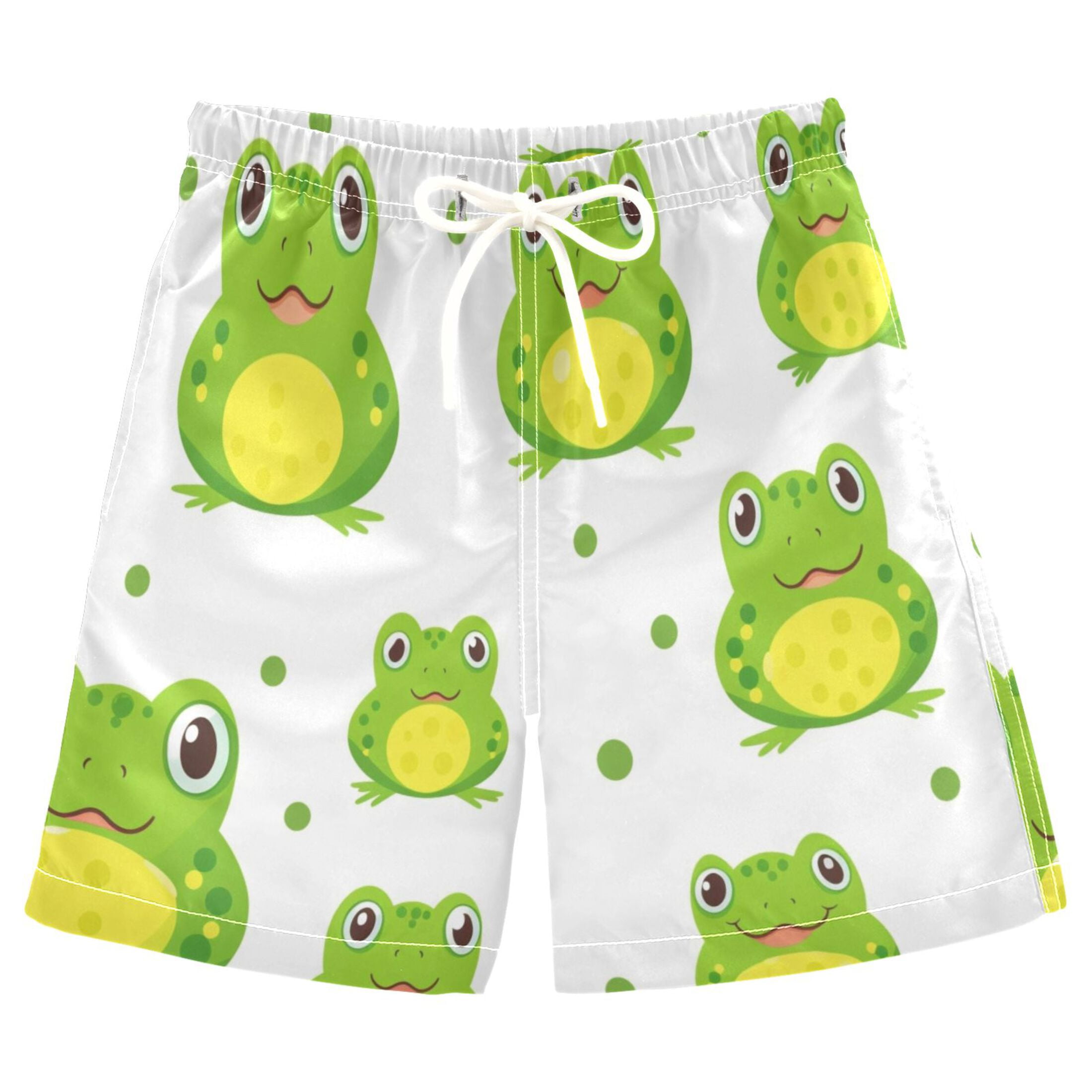 ALAZA Kids Boys Swim Trunks Cute Frog Beach Board Shorts Drawstring ...