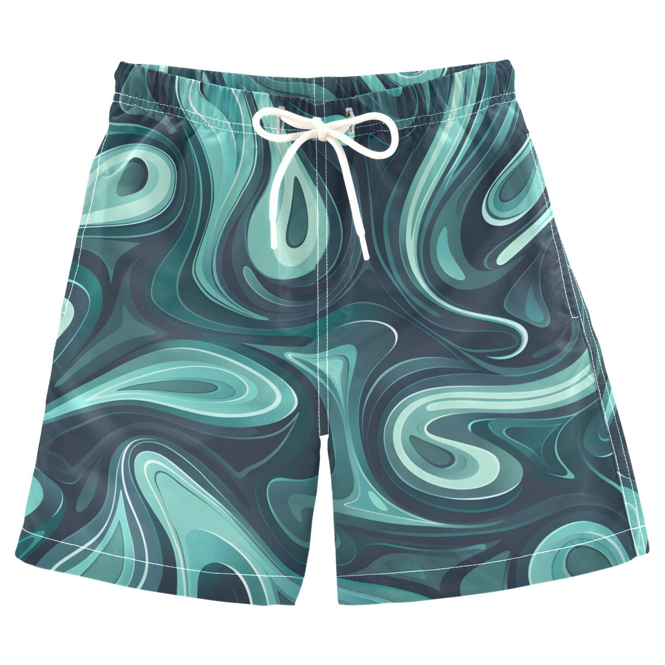 ALAZA Kids Boys Swim Trunks Green Graffiti Beach Board Shorts ...