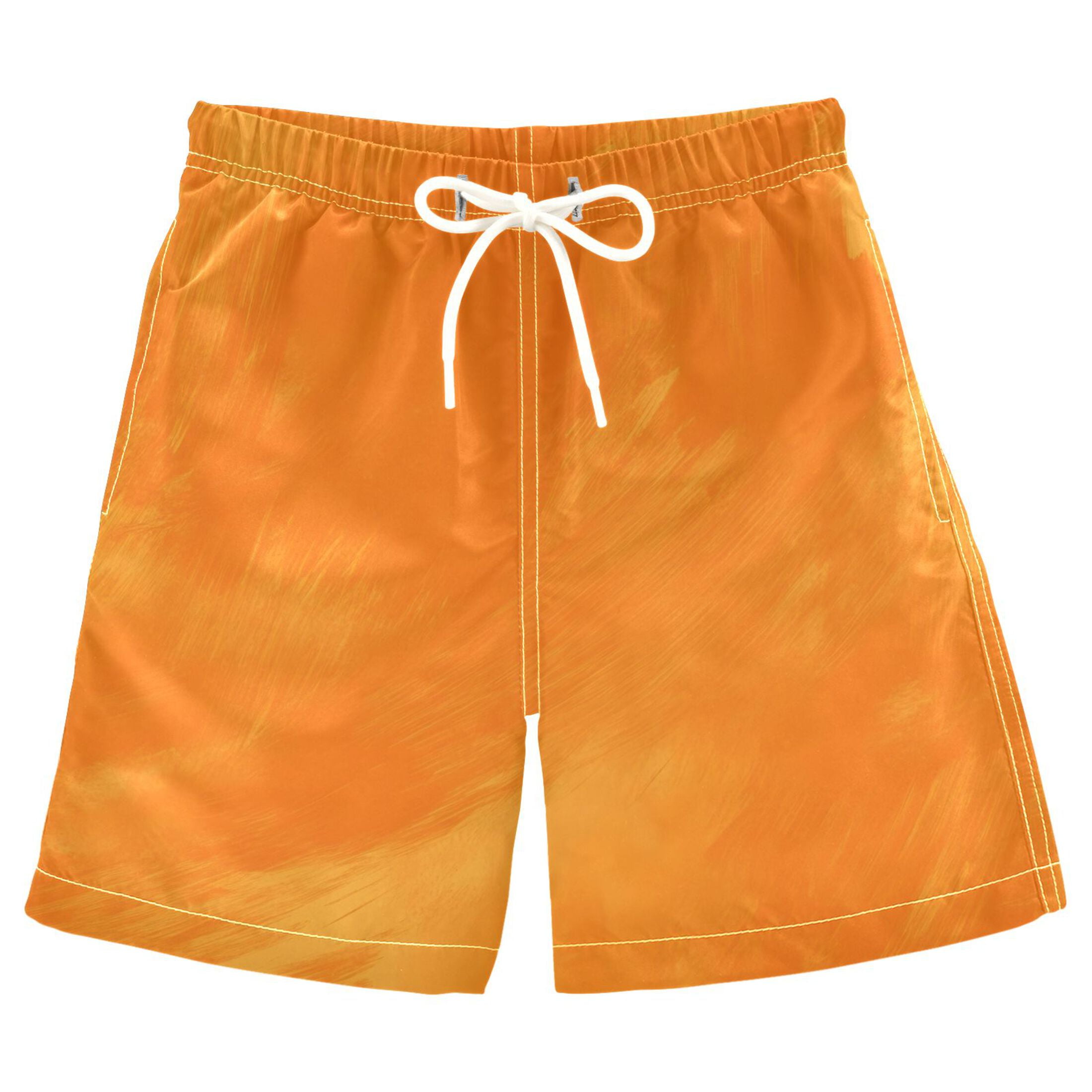 ALAZA Kids Boys Swim Trunks Orange Oil Pattern Beach Board Shorts ...