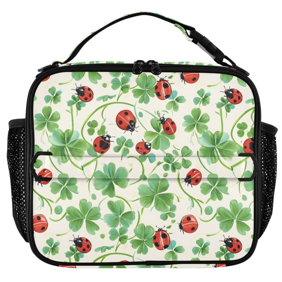 ALAZA Ladybugs Clover Flower Insulated Lunch Box Lunch Bag Cooler Tote ...
