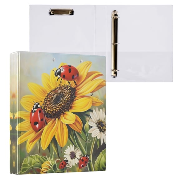 ALAZA Ladybugs on Sunflowers Daisy Hardcover 3 Ring Binder 1.5" D-Rings ...