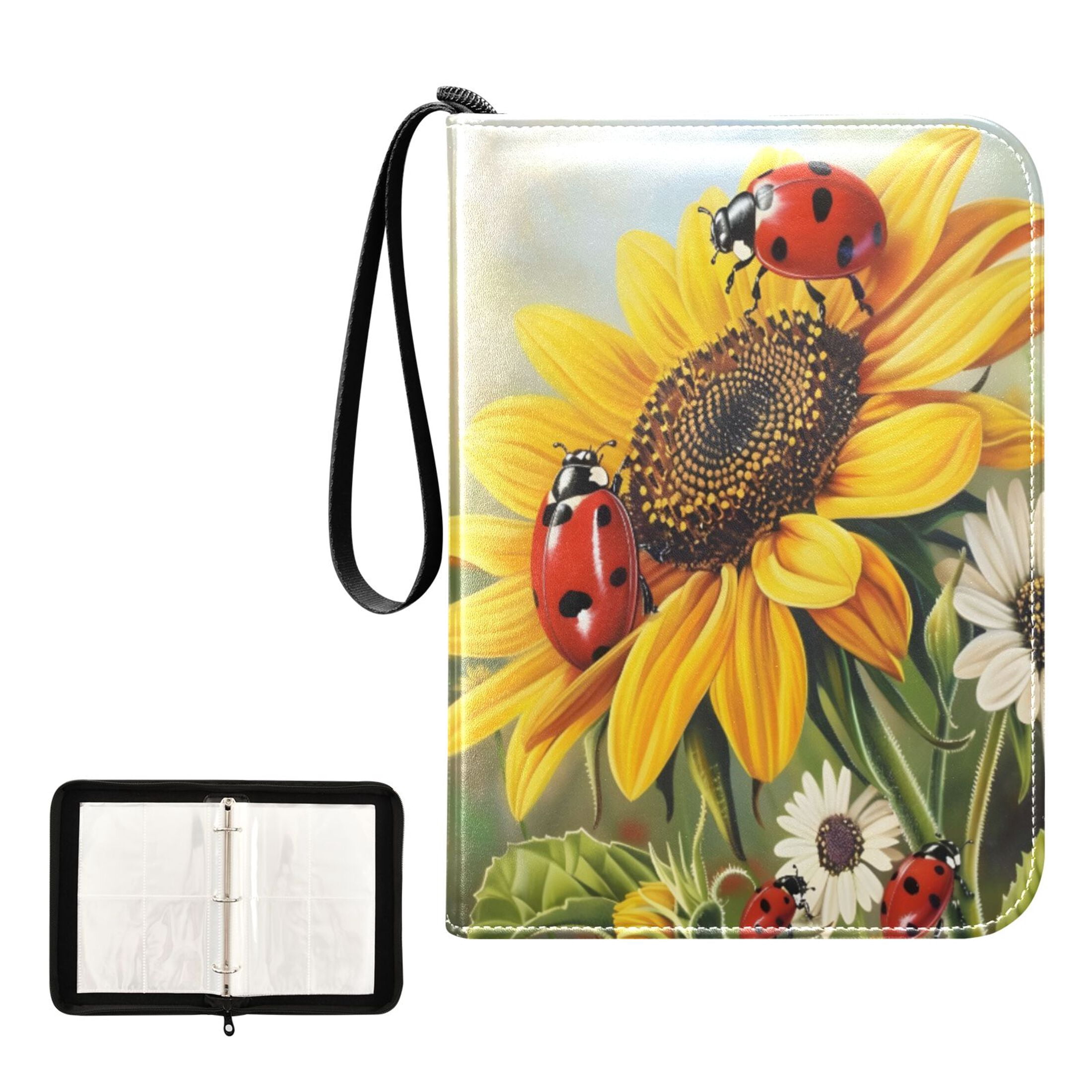ALAZA Ladybugs on Sunflowers Daisy Trading Card Binder 4 Pocket Cards ...