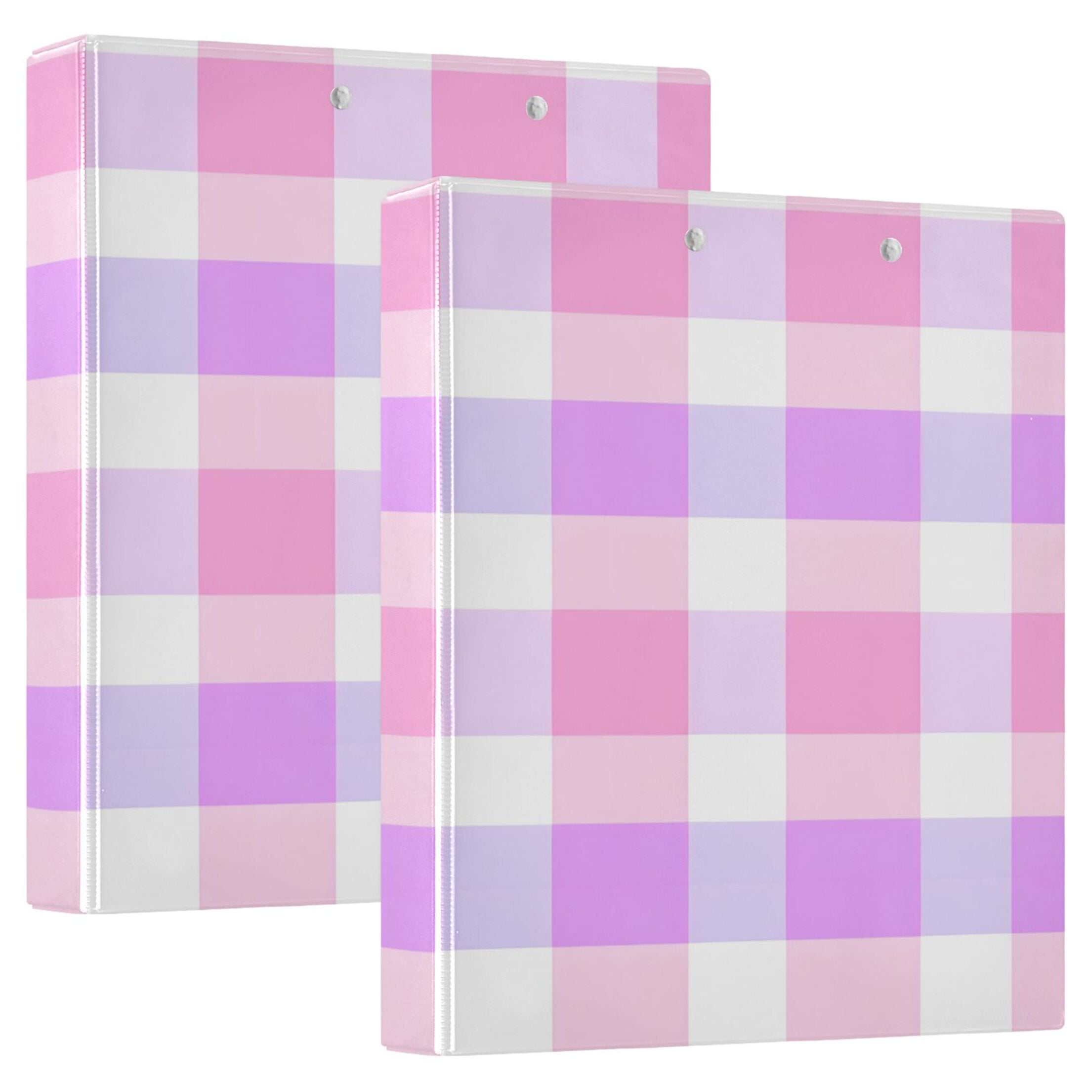 ALAZA Lavender Checkered Hardcover 3 Ring Binder 1.5" Round Rings ...