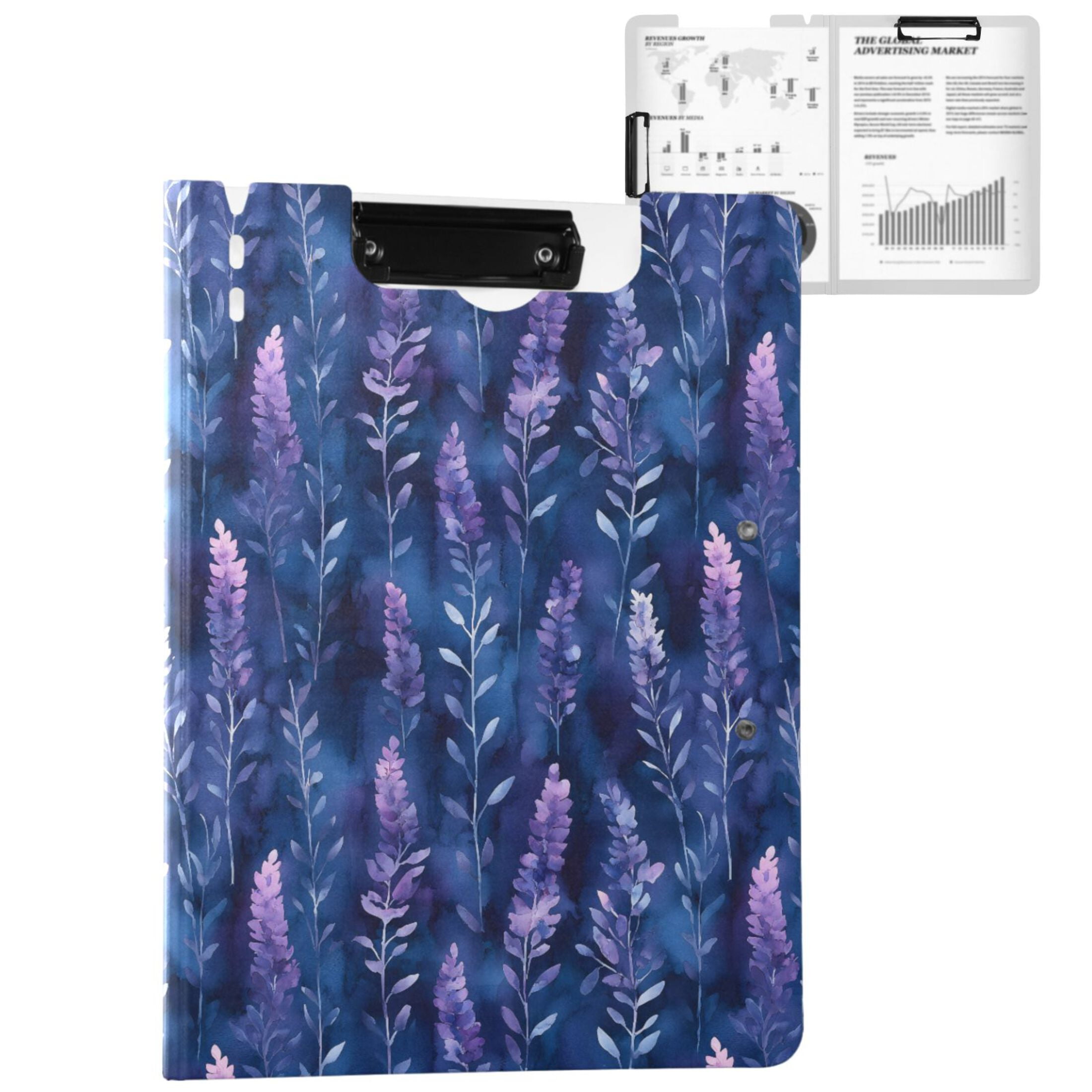 ALAZA Lavender Flowers A4 Foldable Clipboard 360 Degree Folder Binder ...